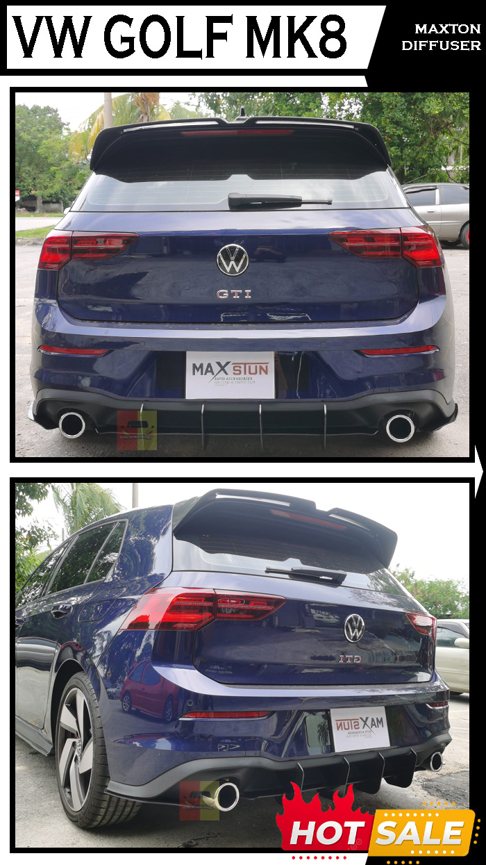 VOLKSWAGEN GOLF MK8 GOLF GTI REAR DIFFUSER MAXTON LOOK REAR DIFFUSERF ...