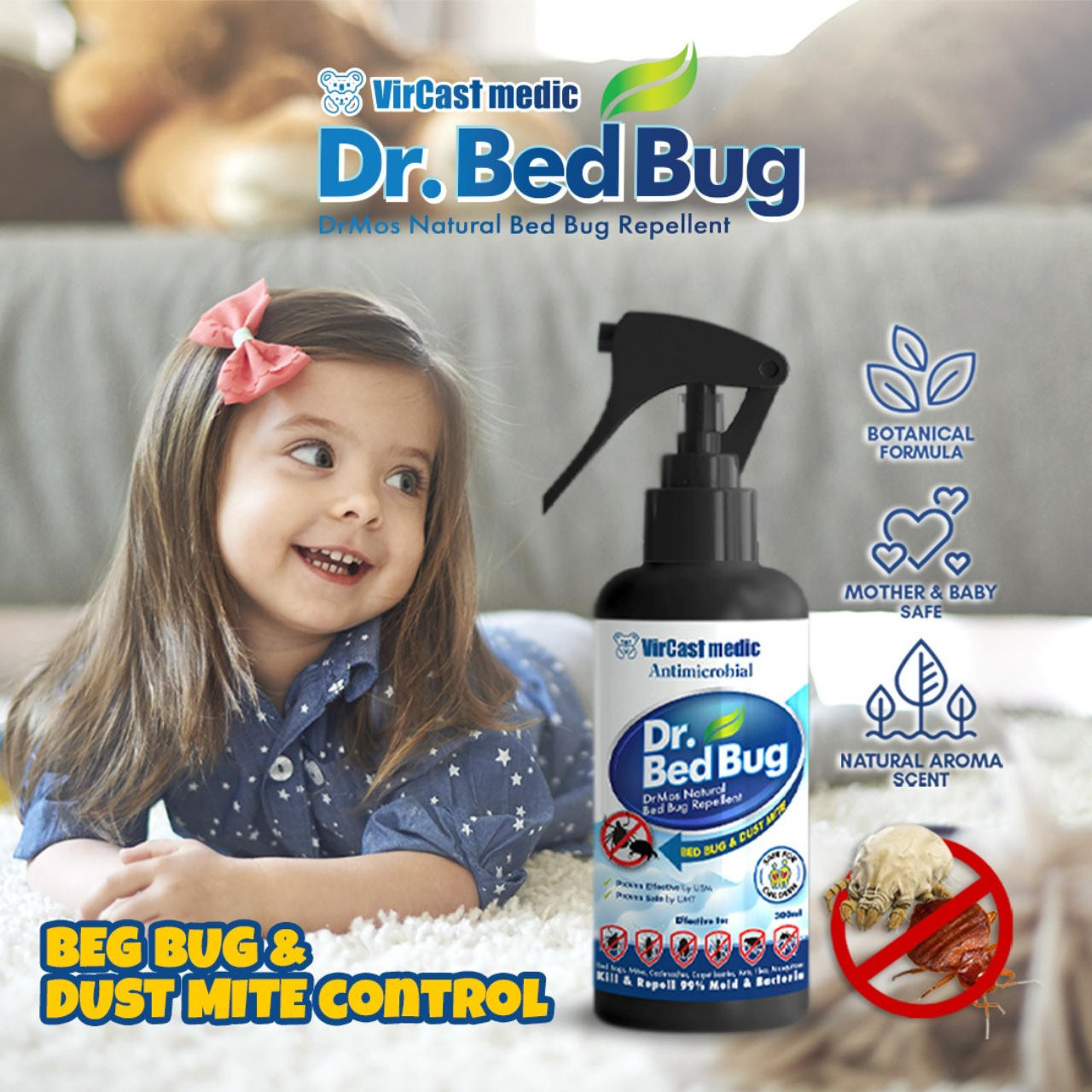 Vircast Medic Dr Bed Bug Natural Repellent Spray | Dust Mites Repellant ...