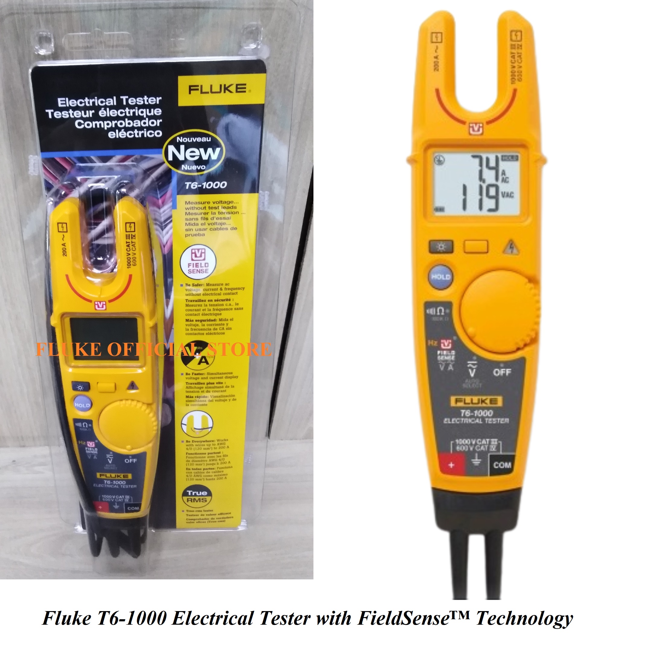 Fluke T6-1000 Electrical Tester with FieldSense™ Technology; True RMS ...