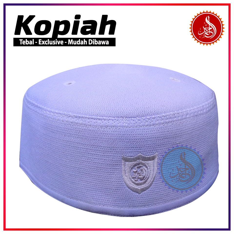 KOPIAH 4 LUBANG LOGO/KOPIAH HITAM/KOPIAH PUTIH/KOPIAH SEKOLAH ...