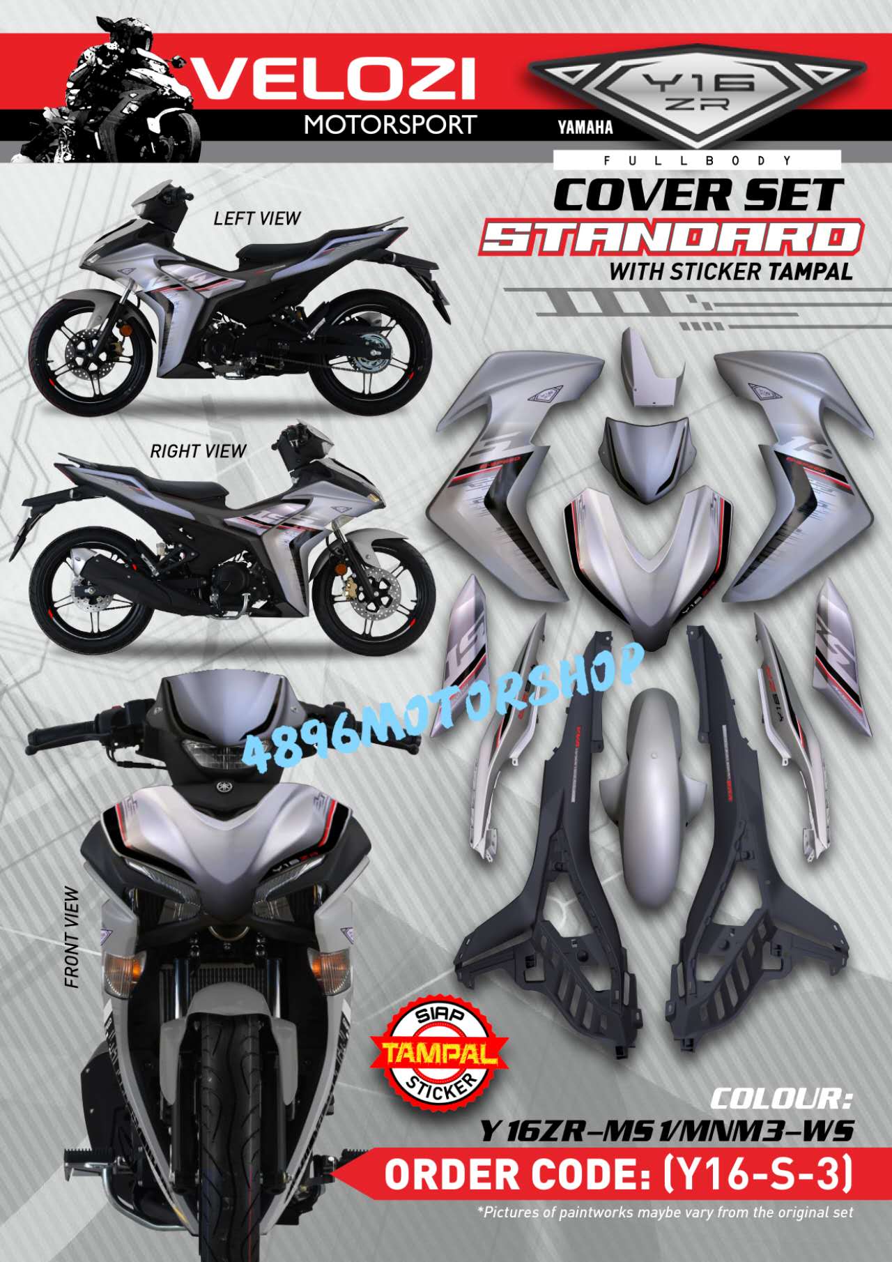 VELOZI YAMAHA Y16ZR Y16 STD STANDARD FULL BODY COVER SET SIAP TAMPAL ...