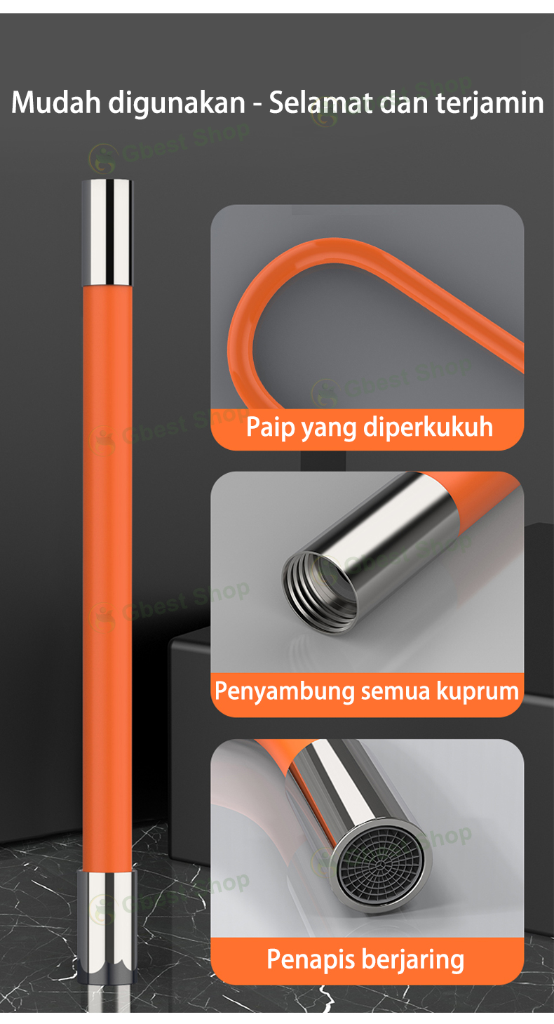 Faucet Extension Hose Bathroom Kitchen Flexible Extender Free Bending ...
