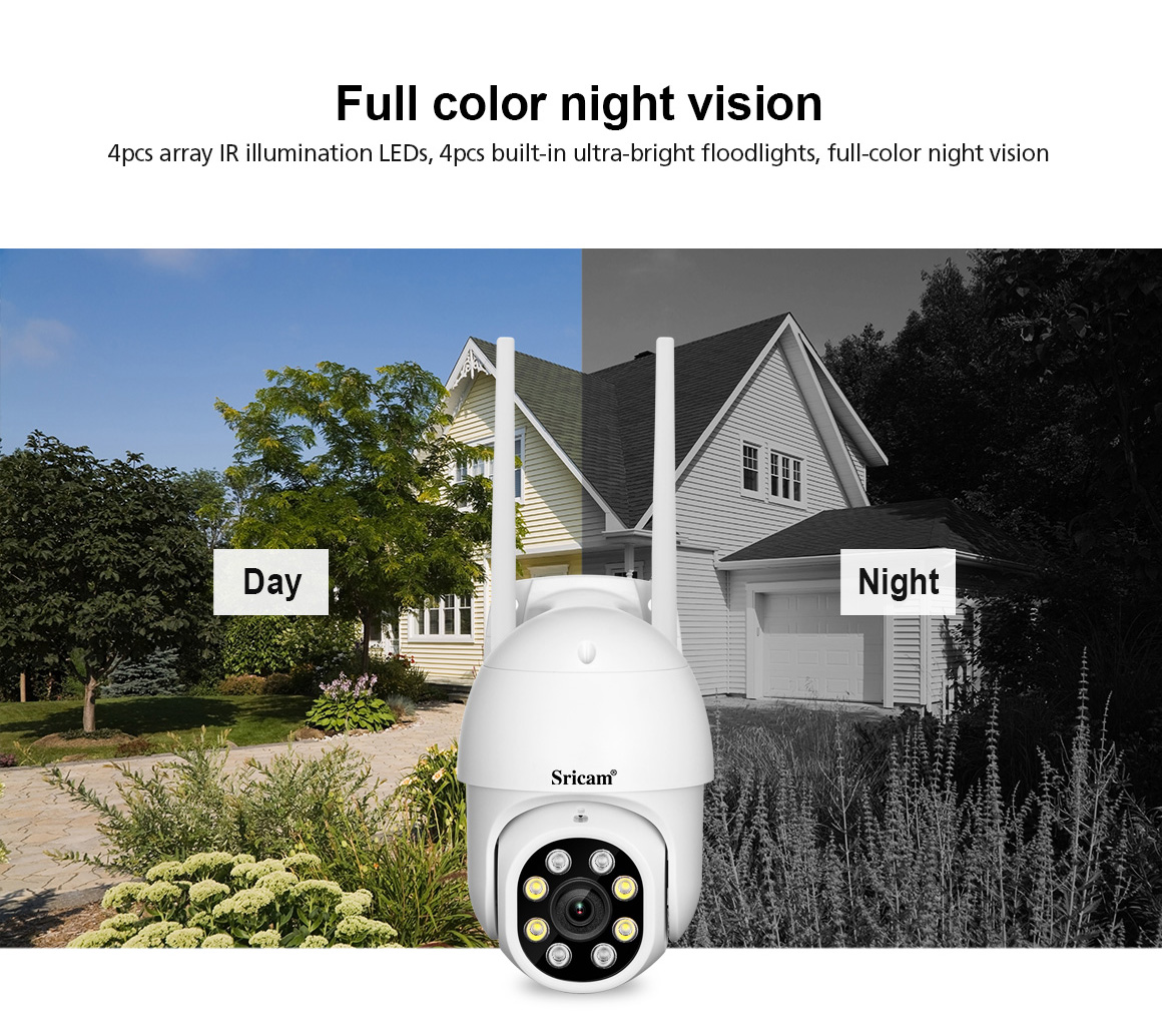 SriHome SP028 Camera WiFi CCTV 1080P FHD 360° IP Security Cam ...