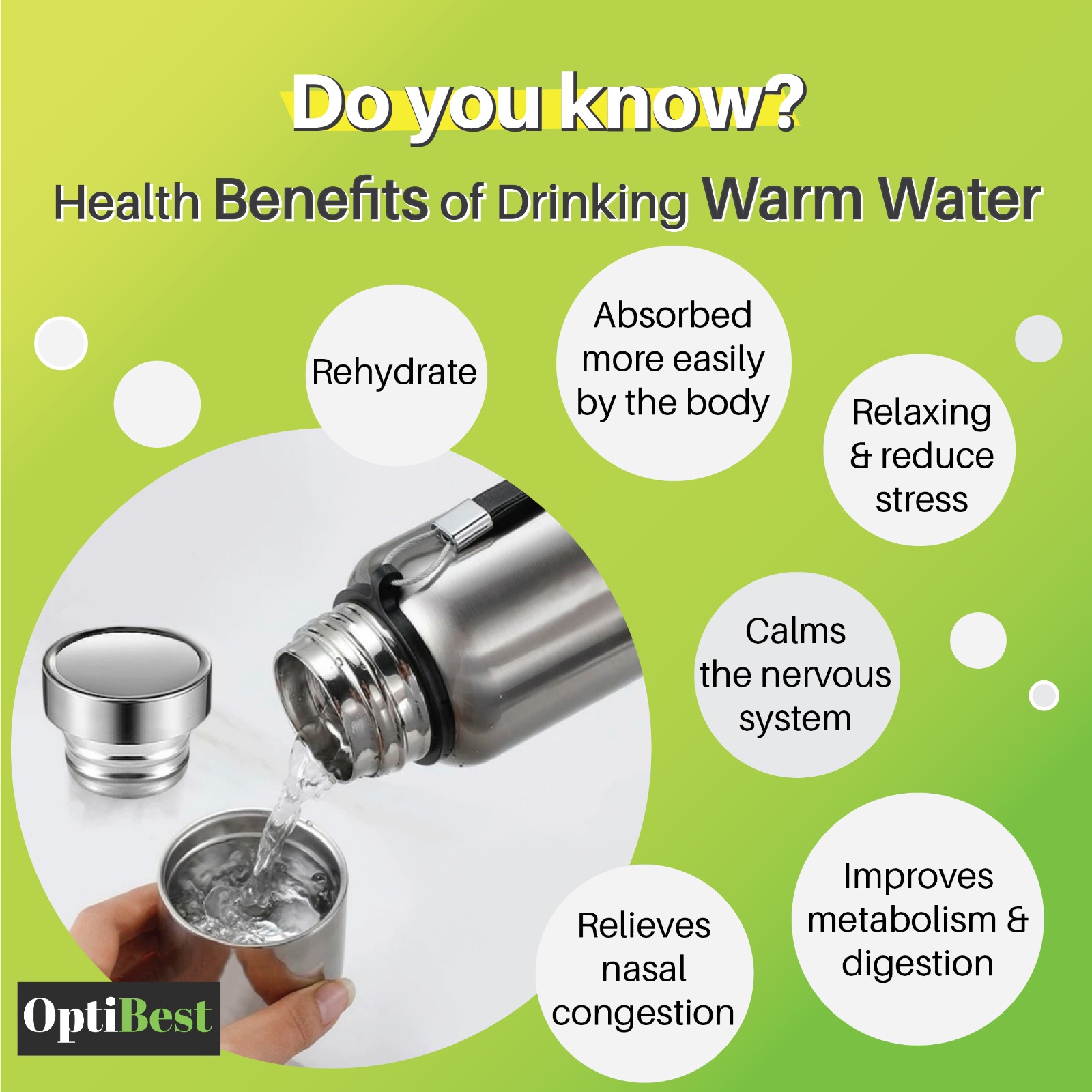 OPTIBEST 304 Stainless Steel Hot Cold Thermos Flask Bottle Vacuum ...