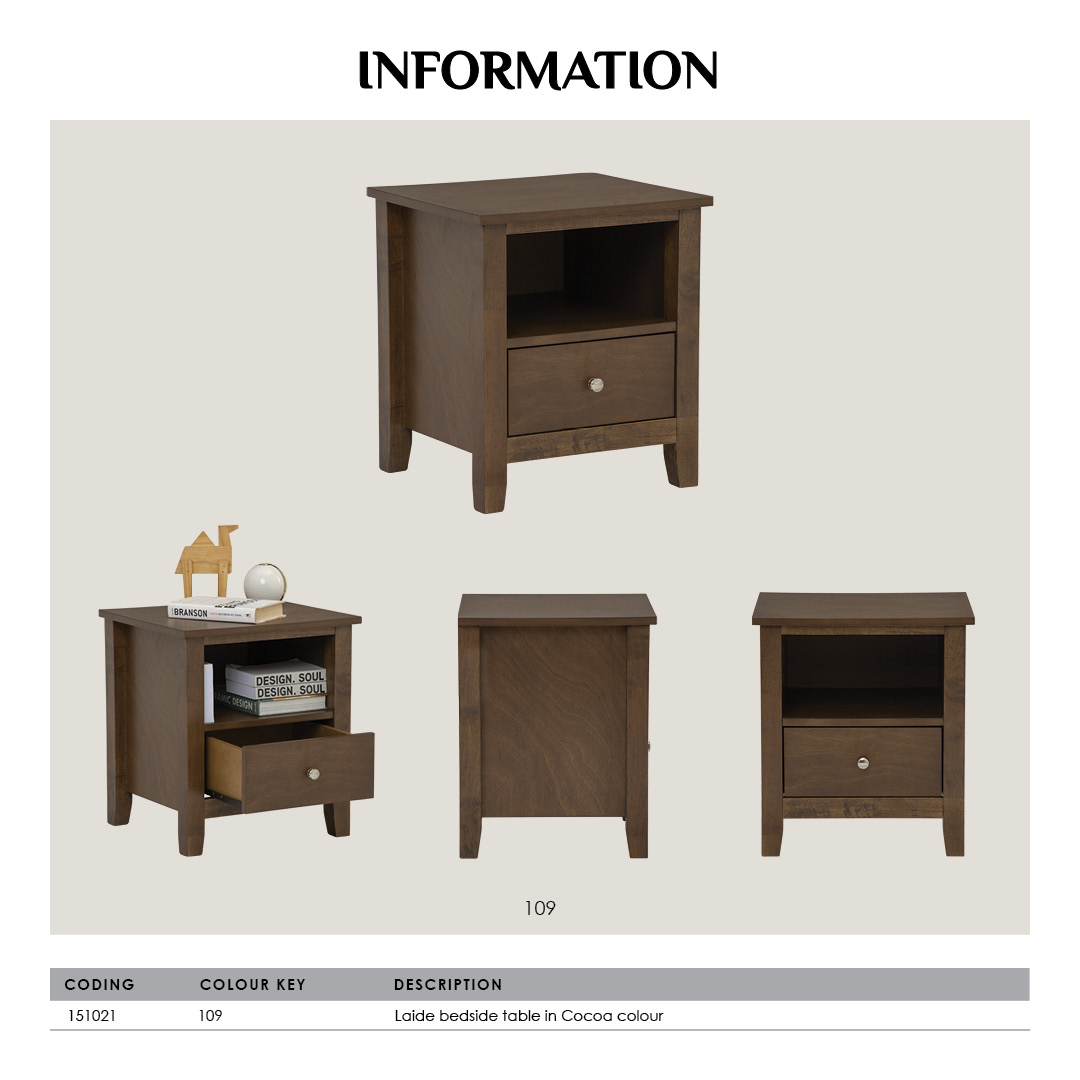 Furniture Direct LAIDE solid wood 1 Drawer bedside table | Shopee Malaysia