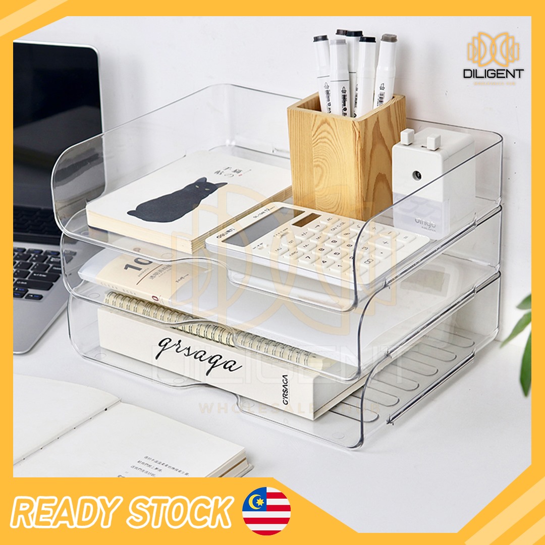 【D307】Rak Penyimpanan Dokumen Tasak Berdiri A4 Desktop Stackable A4 ...