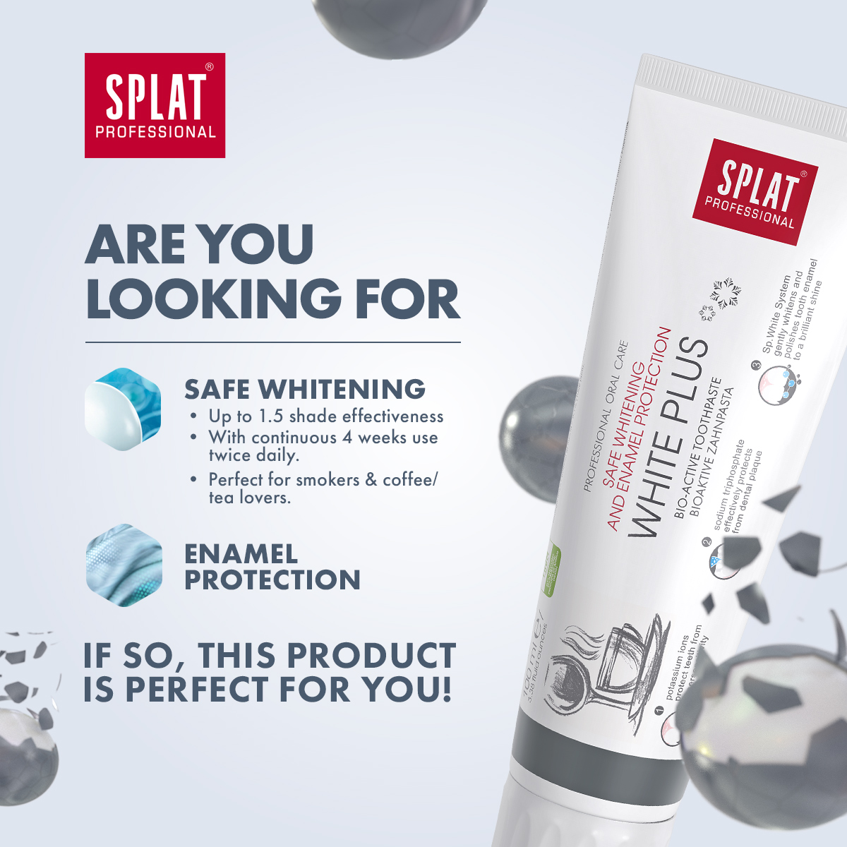 SPLAT Professional White Plus Toothpaste, Polishes Enamel, Removes ...