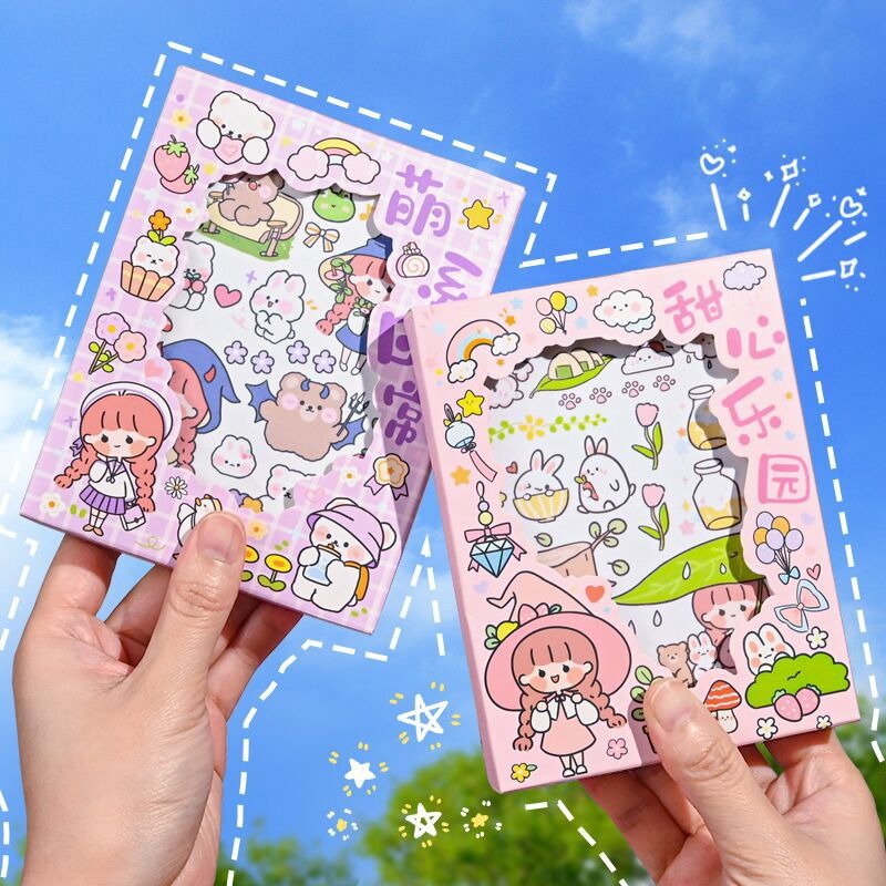 Cartoon Sticker Set Cute Book Sticker Transparent Water Bottle Journal ...