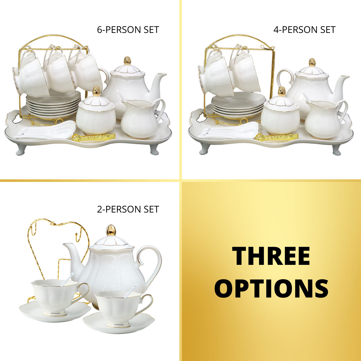 Signature Porcelain White Tea Set English Style White Gold Teapot Tea ...