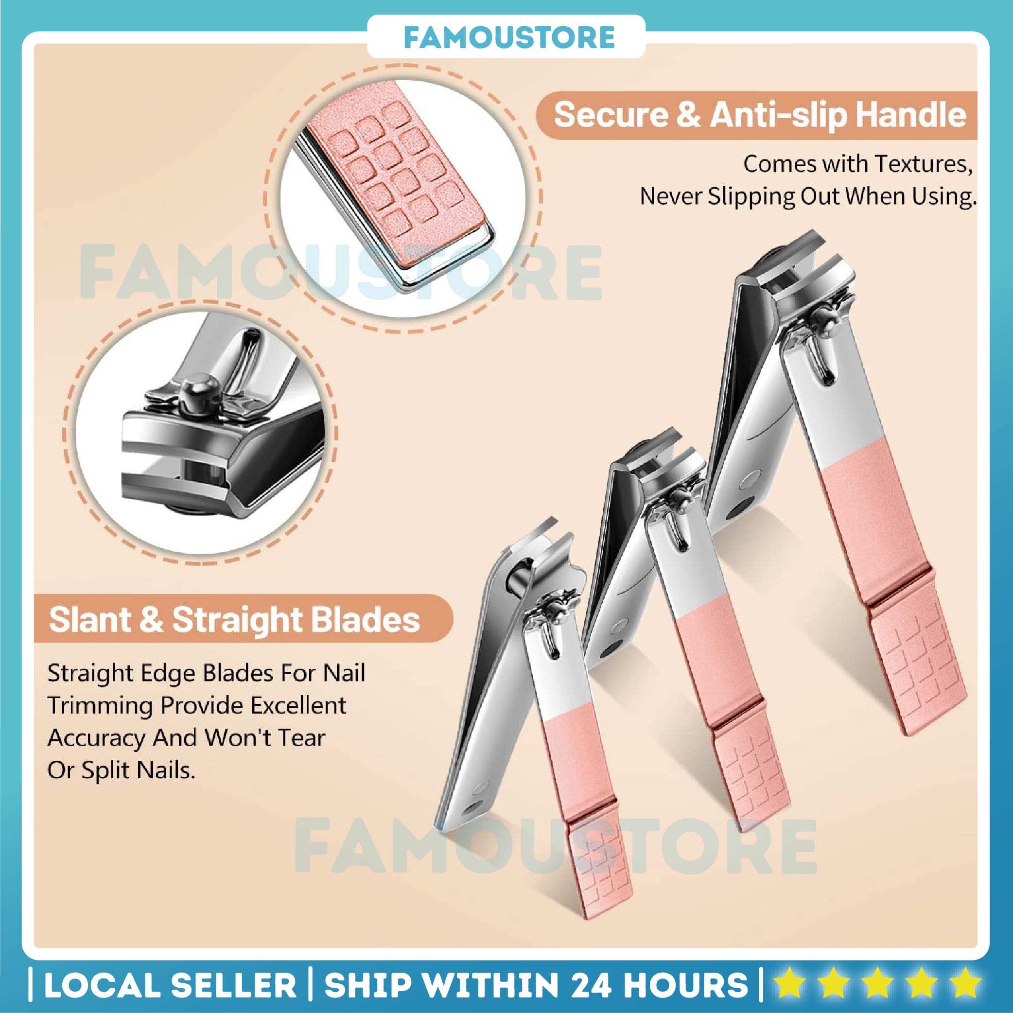 16PCS Nail Cutter Set Stainless Steel Manicure Nail Clipper Set Nail ...