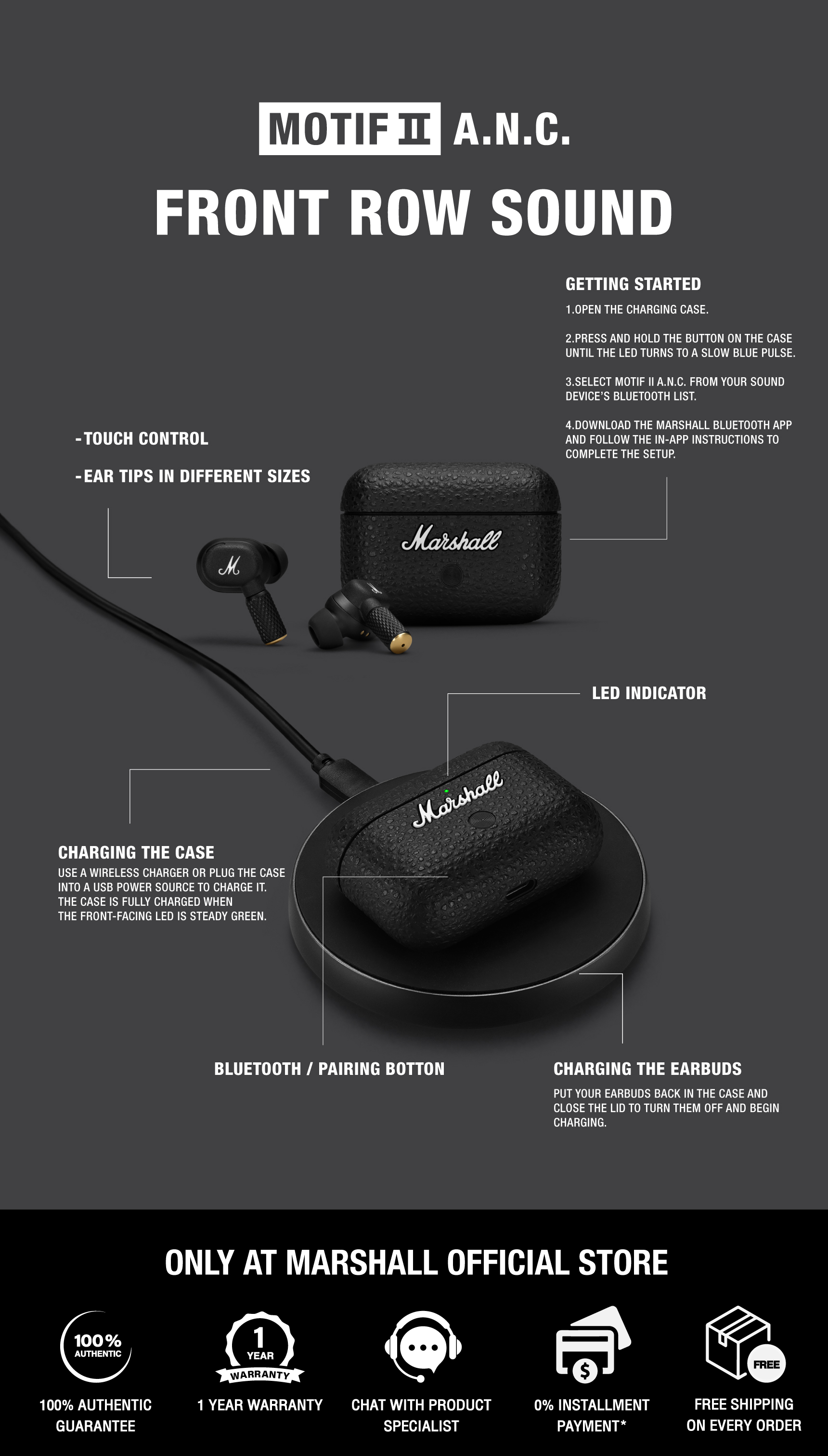 [OFFICIAL] MARSHALL MOTIF II A.N.C. BLACK - noise cancelling earphone ...
