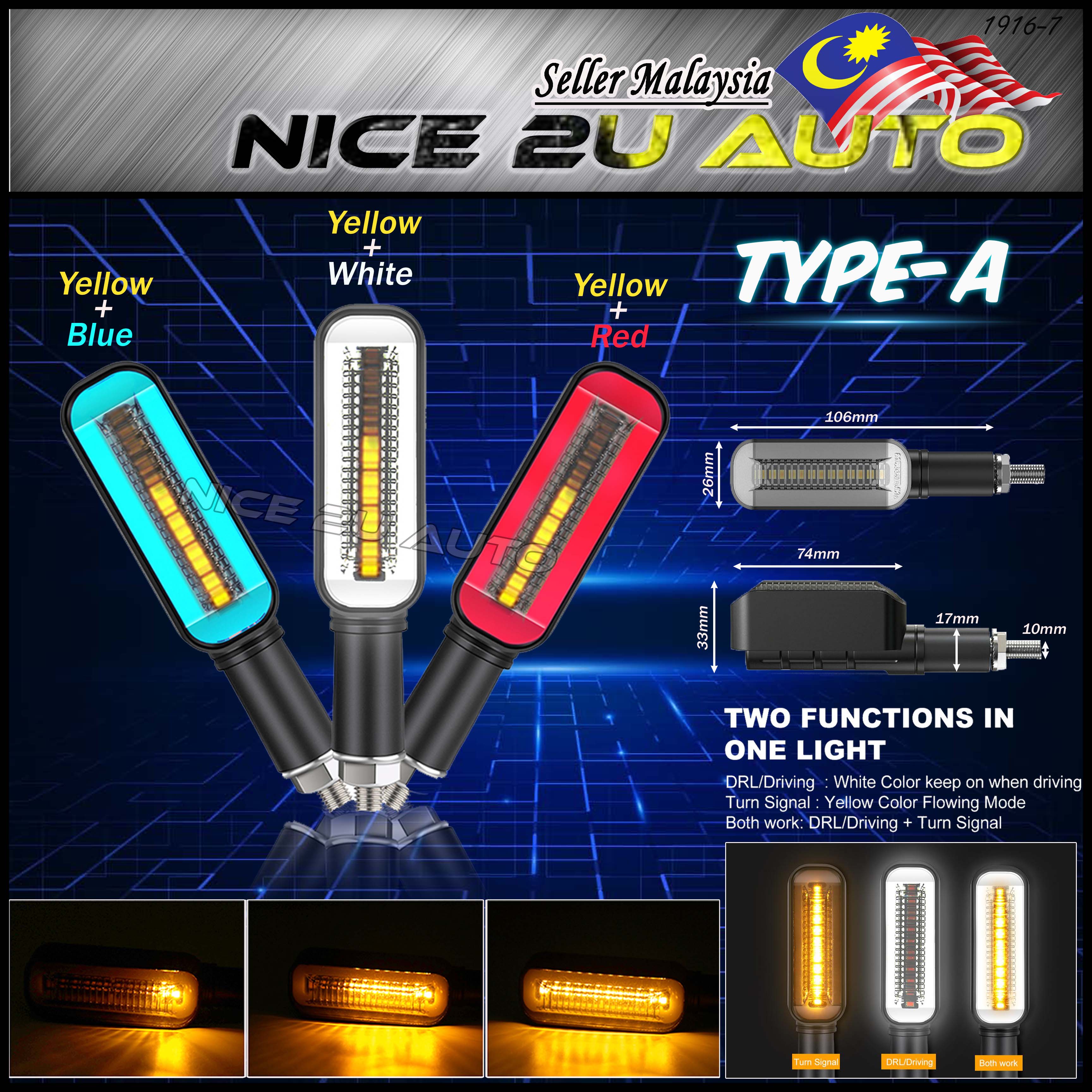 (2pcs) Motorcycle LED Turn Signal Lamp Sequential Flowing Indicator ...