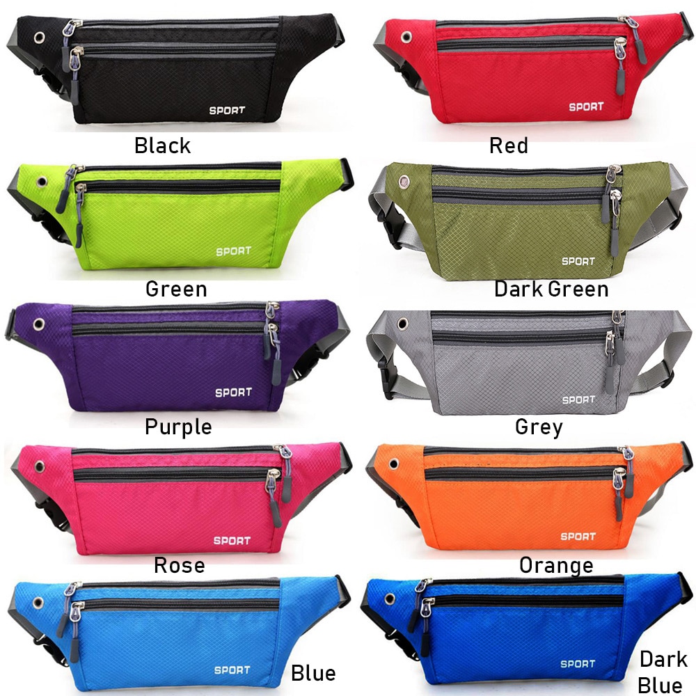 3 Zipper Pockets Waist Bag Waterproof Running Jogging Sports Waist ...