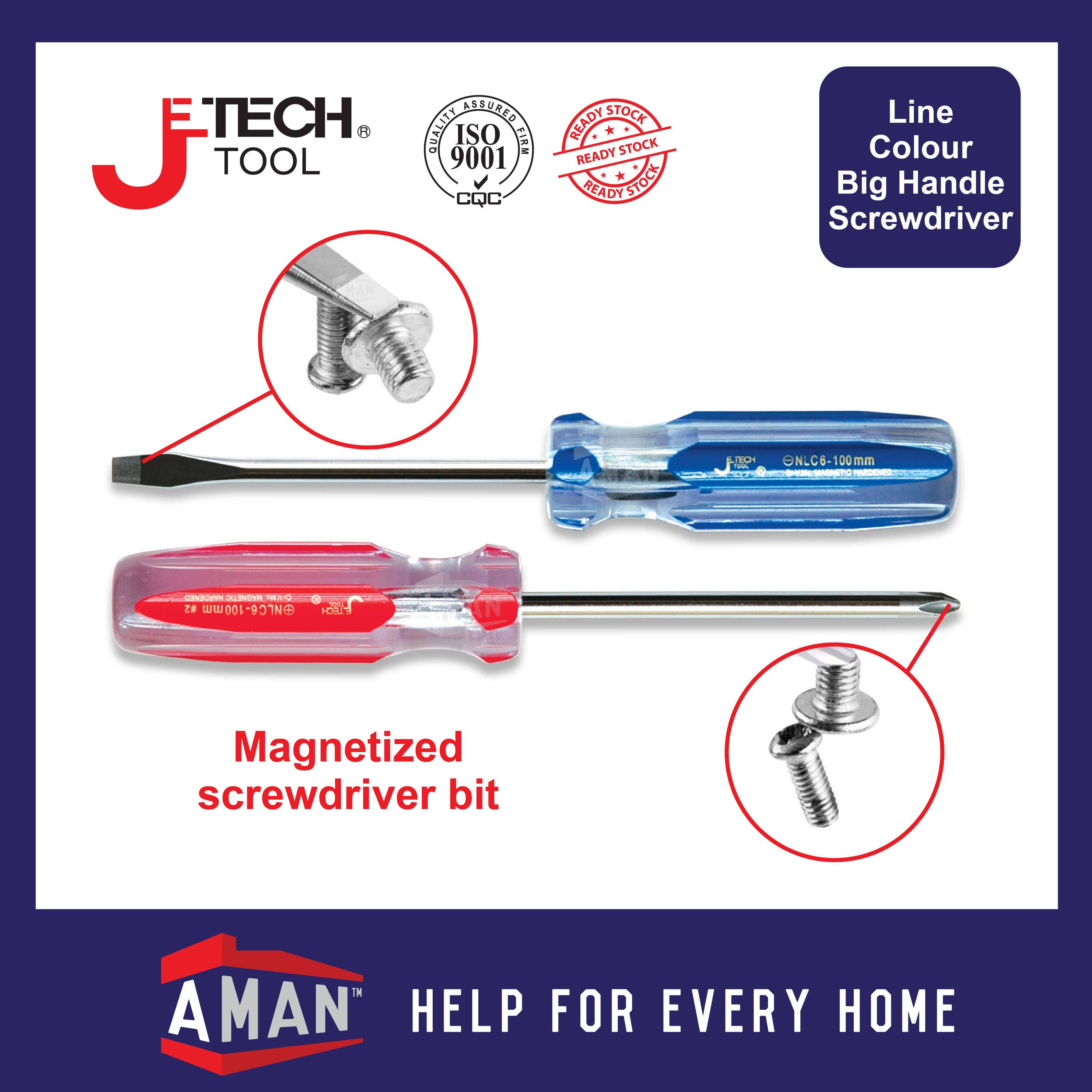 JETECH Magnetic Screwdriver Line Colour Big Handle Philip Flat ...