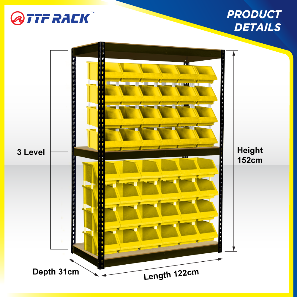 TTF Rack™ (E-BOLTLESS RACK + MULTI TOOL BOX)(H)152cm (D)31cm (L)122cm 3 ...