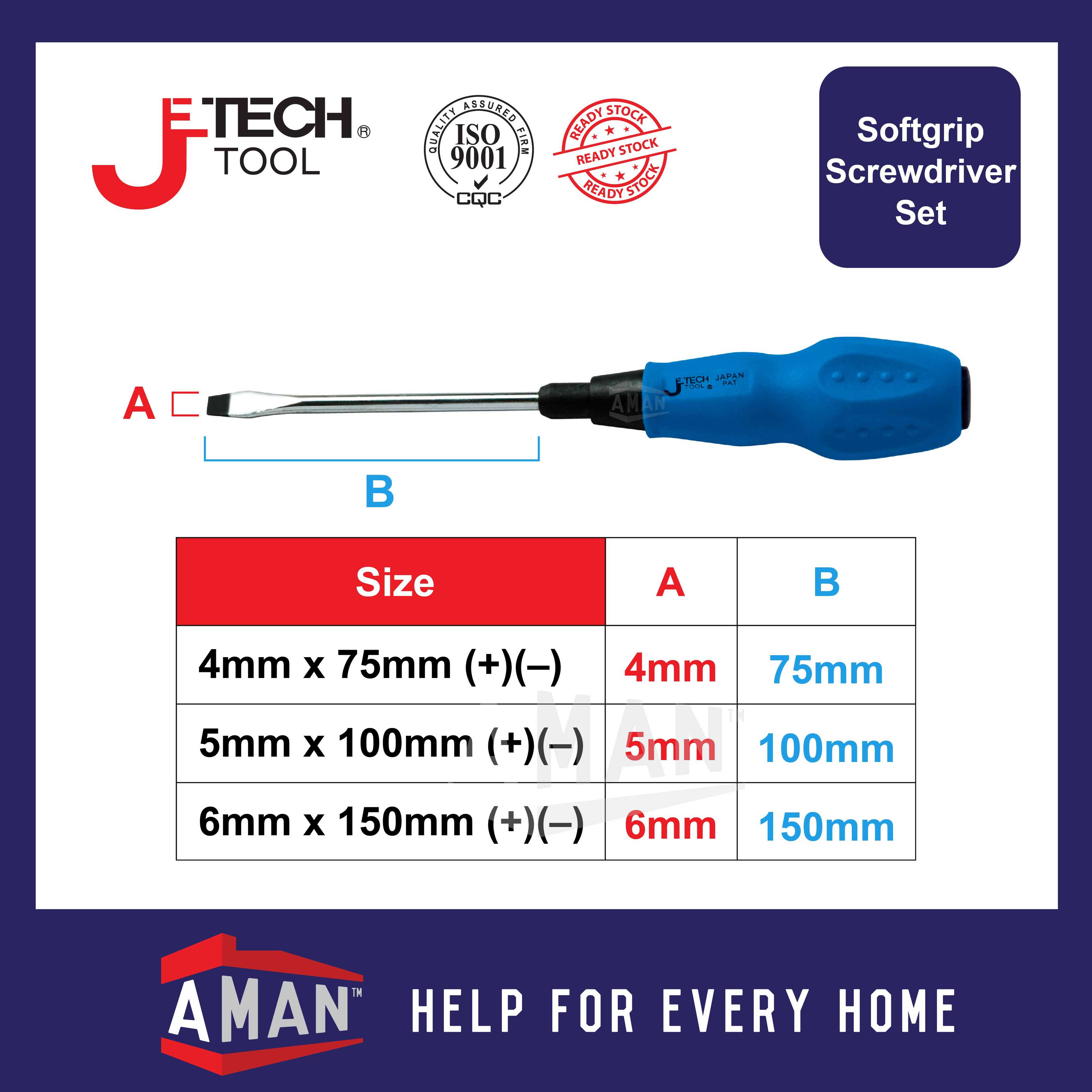 JETECH 6pcs Magnetic Screwdriver Set Ergonomic Softgrip Handle Philip ...