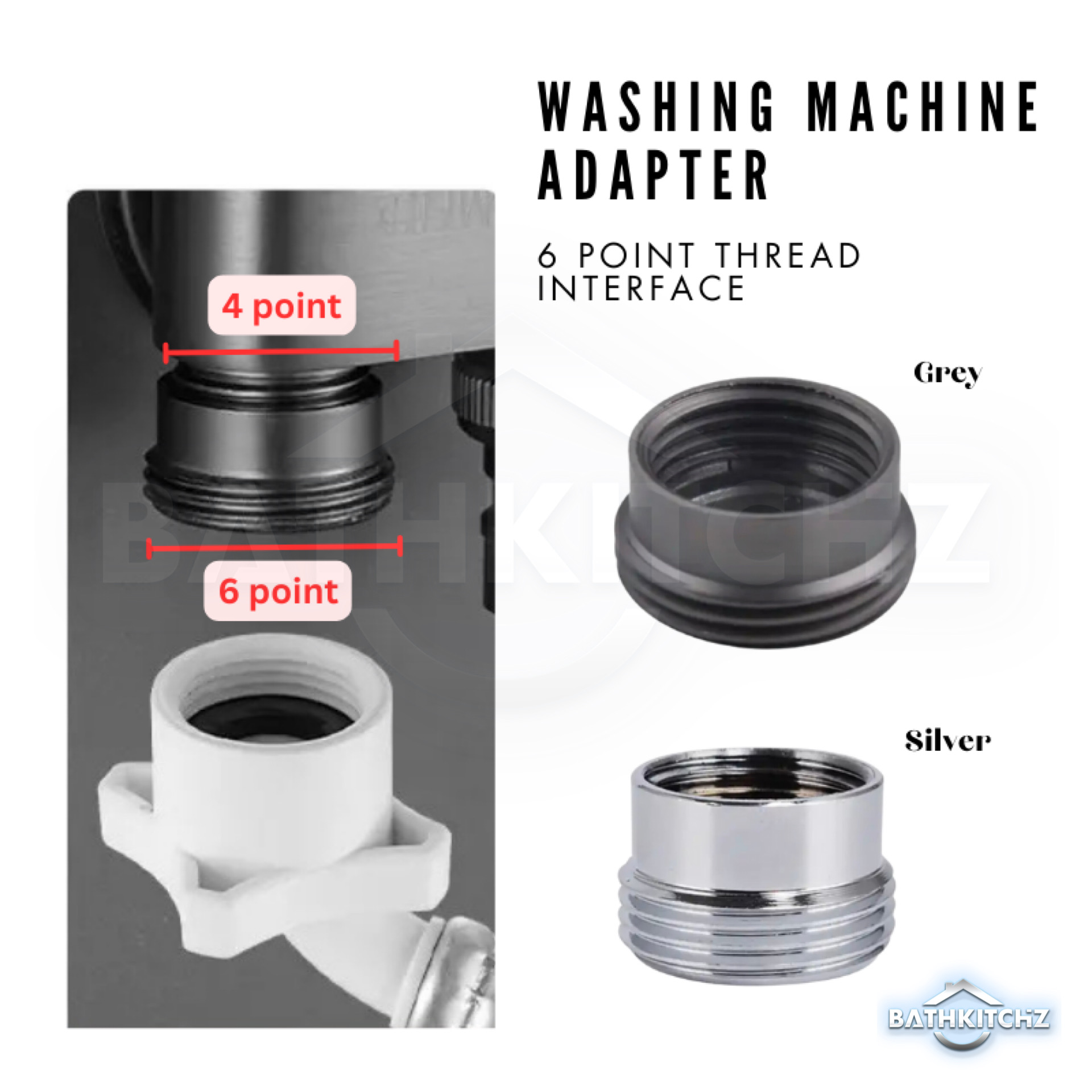 BATHKITCHZ 6 points Washing Machine Converter Adapter Washing Machine ...