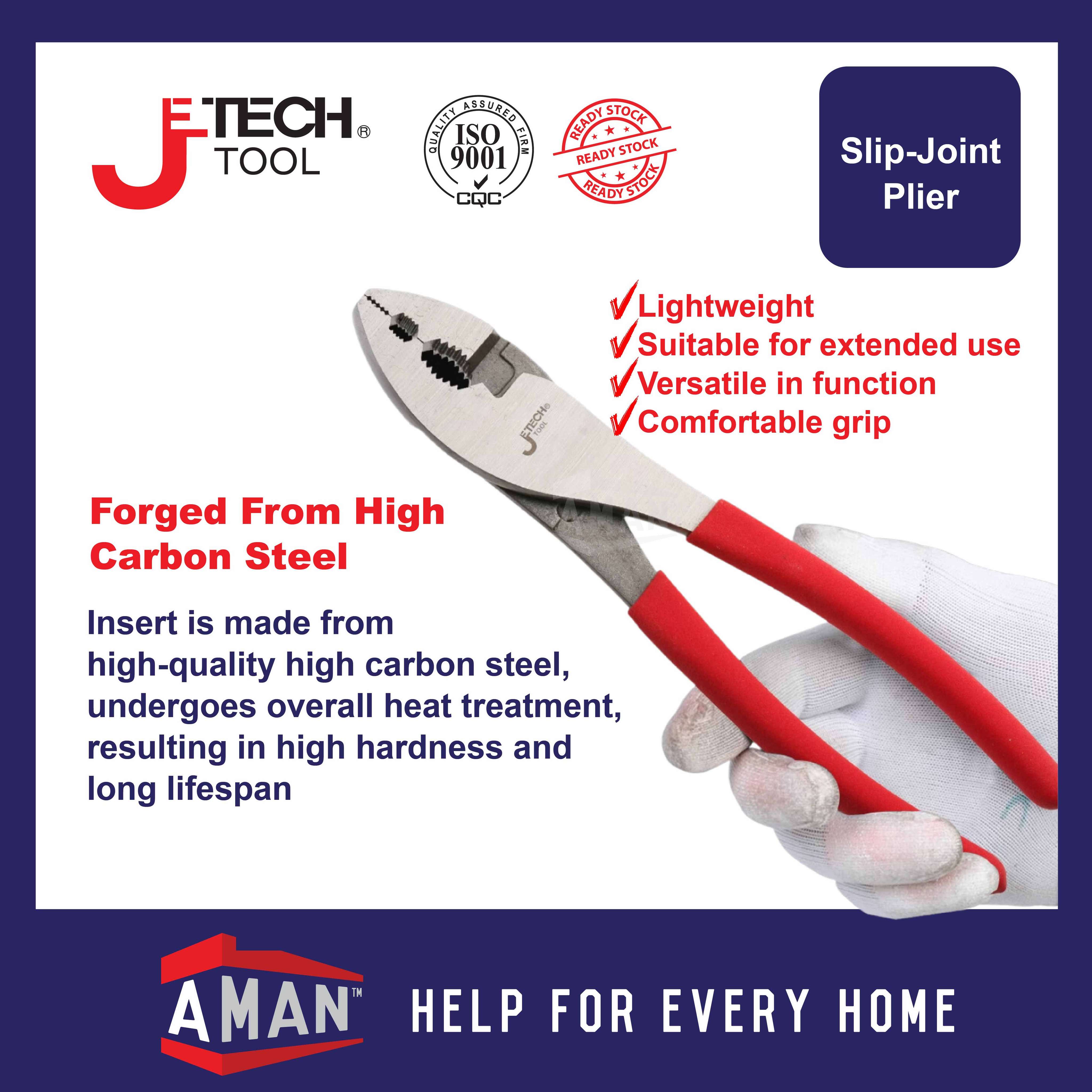 JETECH Slip Joint Plier Heavy Duty CRV Pliers Hand Tools Hardware Tang ...