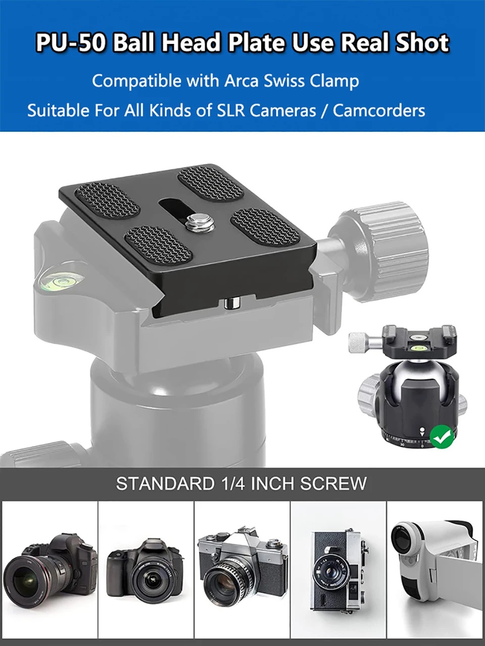 Beike QZSD Metal Quick Tripod Mount Plate for Q01, Q02, Q06 Ball Head 1 ...