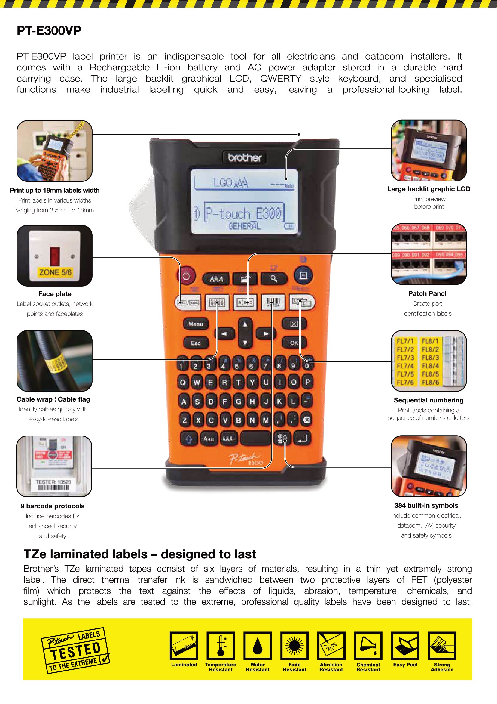 Brother PT-E300VP / PT-E110VP Label Printer Industrial Portable ...