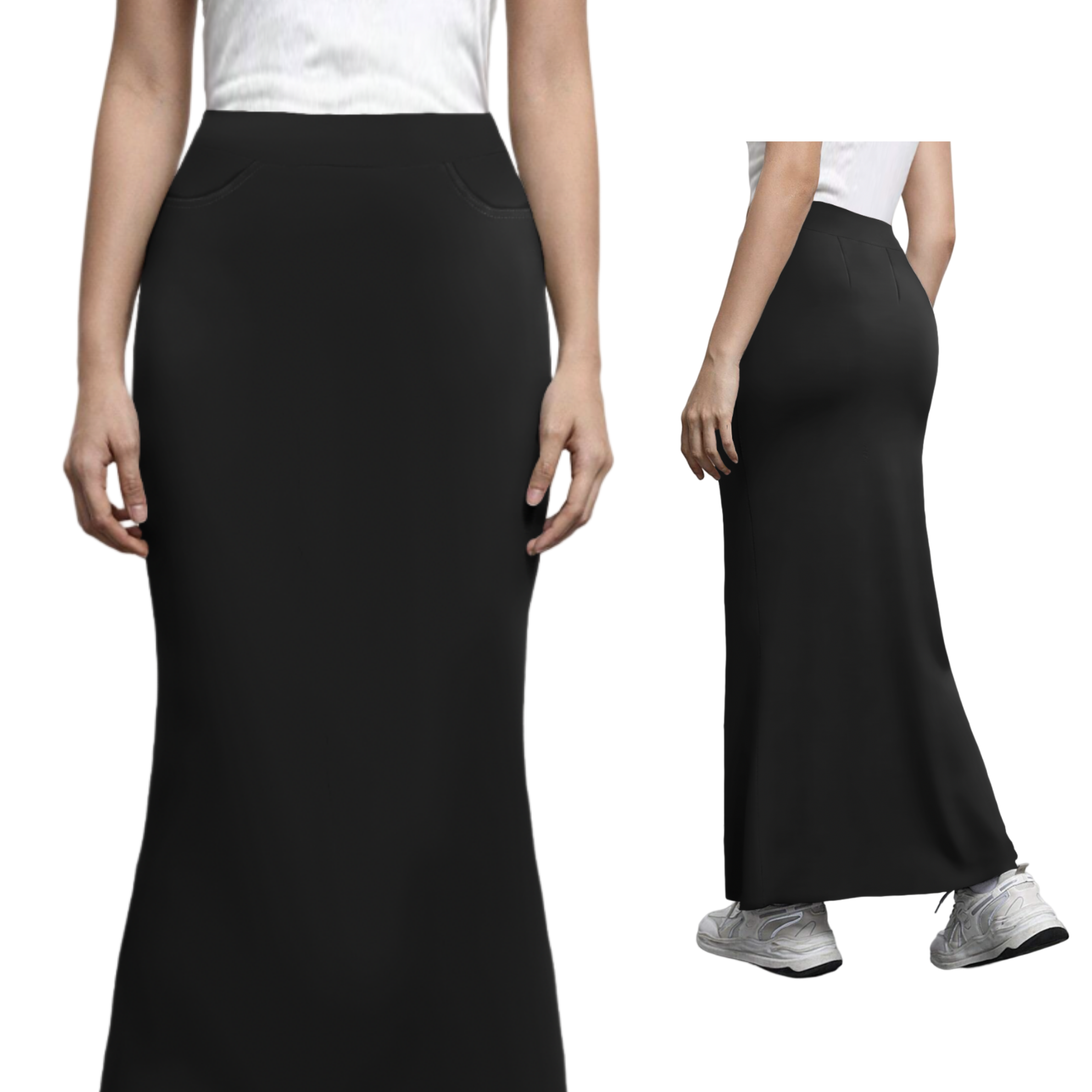 EZZE Ladies Plain Stretchable Mermaid Fishtail Muslimah Long Skirt Kain ...