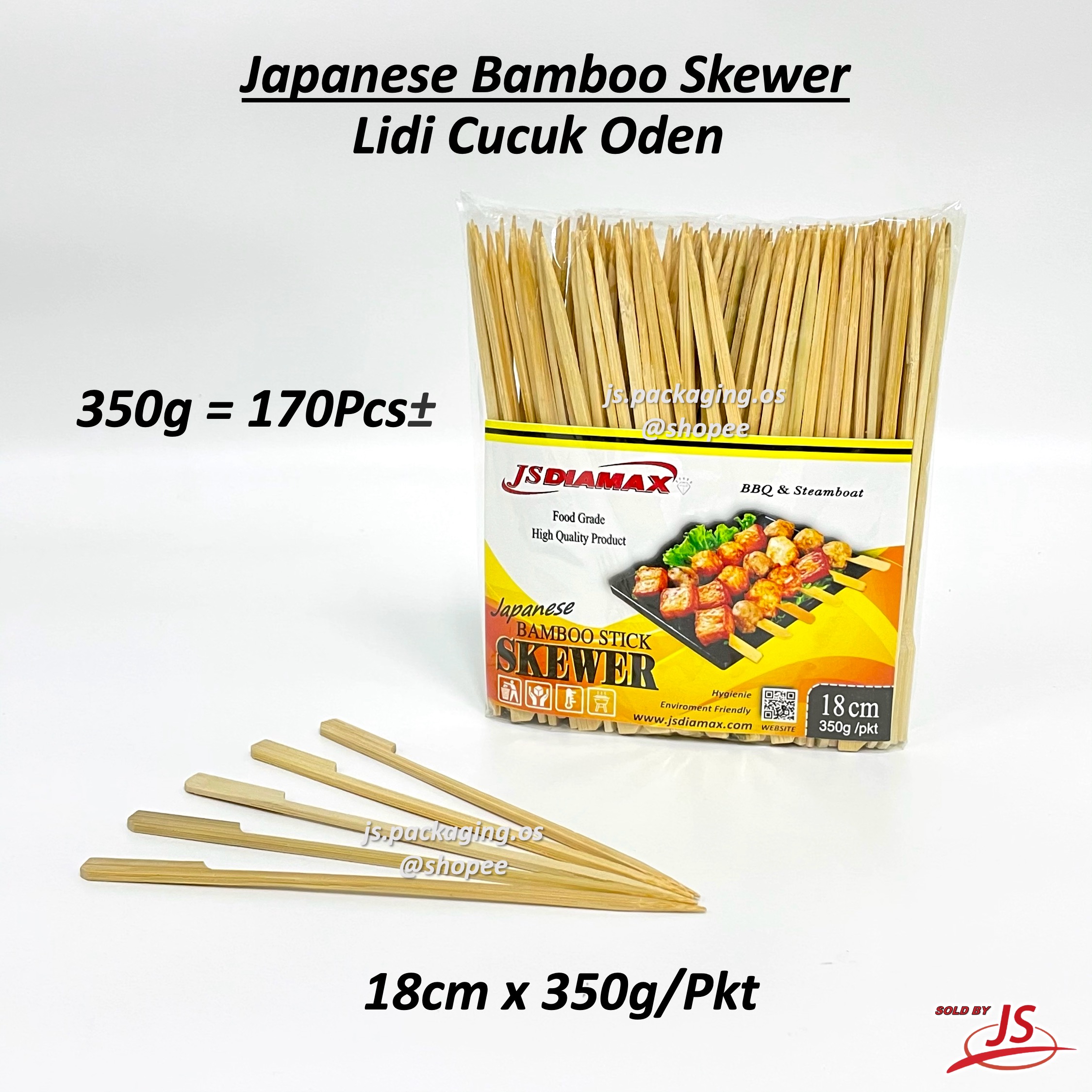 15cm/18cm/20cm/25cm Lidi Cucuk Oden Fruit Bamboo Stick Skewer Sausage ...