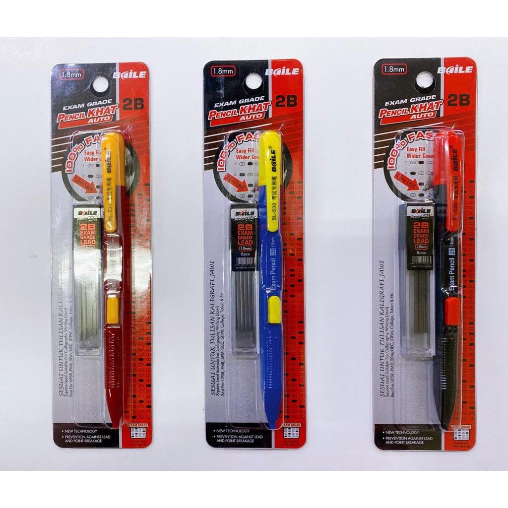 BAILE Mechanical Pencil Khat Exam (Jawi) With 6 Refill 1.8mm 2B BL-530 ...