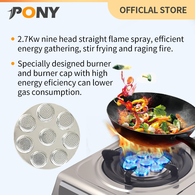 PONY HOME-2.7KW Dual Gas Stove Infrared Burner 8 Jet Head Nozzle LPG ...