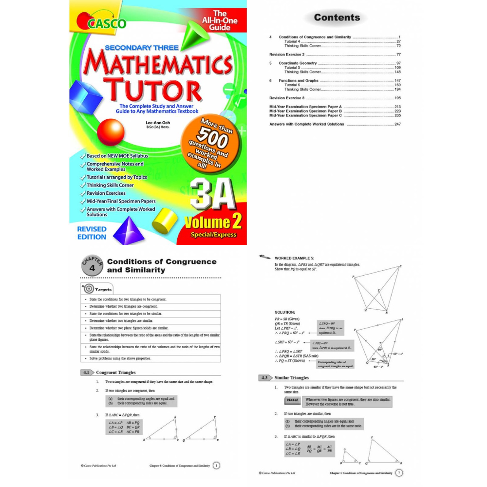 CASCO Secondary Mathematics Tutor 3A Vol.1/Vol.2 Revised Edition ...