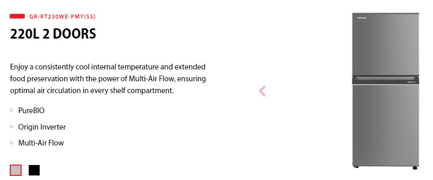 TOSHIBA 220L Inverter Refrigerator GR-RT230WE PETI SEJUK FRIDGE ...