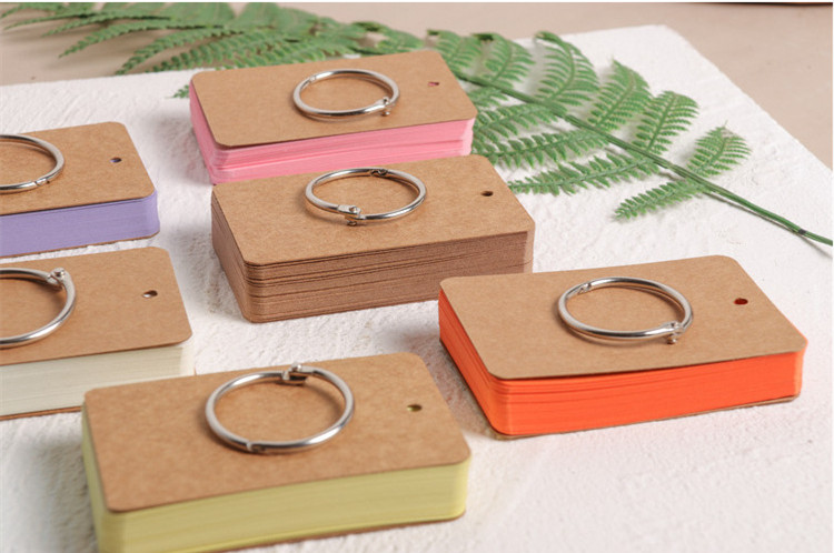Portable Colourful Plain Hard Cover Memo Flash Cards Metal Ring Blank ...