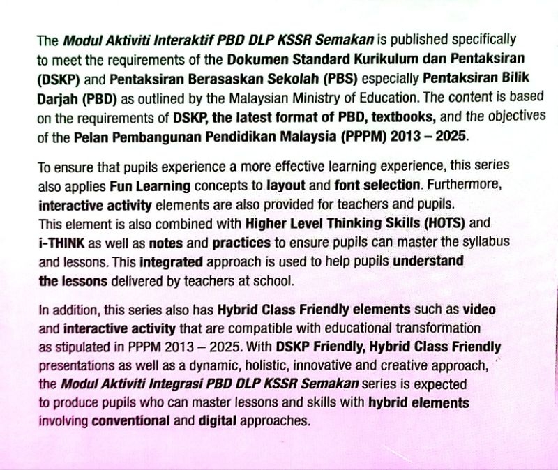 MODUL AKTIVITI INTERAKTIF PBD DLP 2024 MATHEMATICS/ SCIENCE YEAR 1 - 6 ...