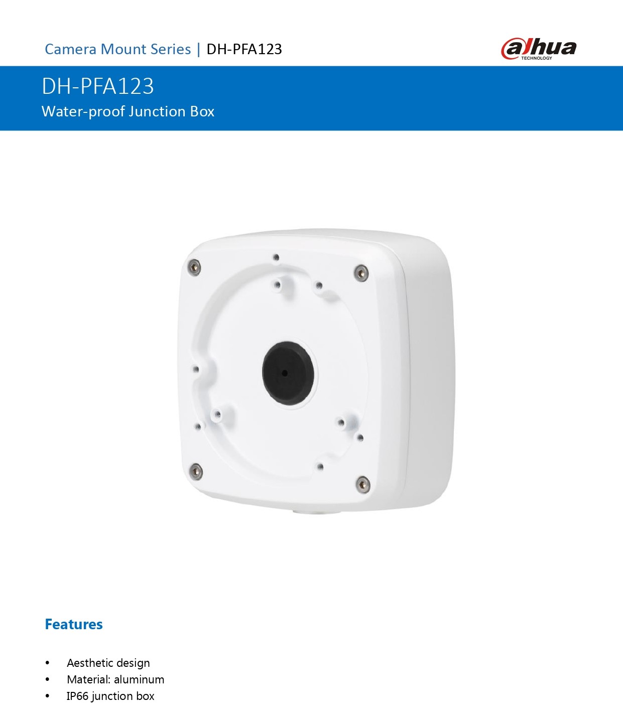 Dahua Outdoor Weatherproof Aluminum CCTV Camera Junction Box Wall Ceiling Mount Bracket White ...