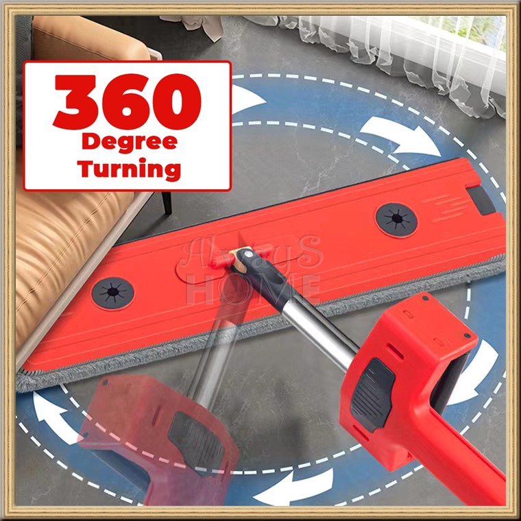 Hands Free Mop & Bucket Mop Lantai Wash Self Wring 360 Spin Rotate Mop ...