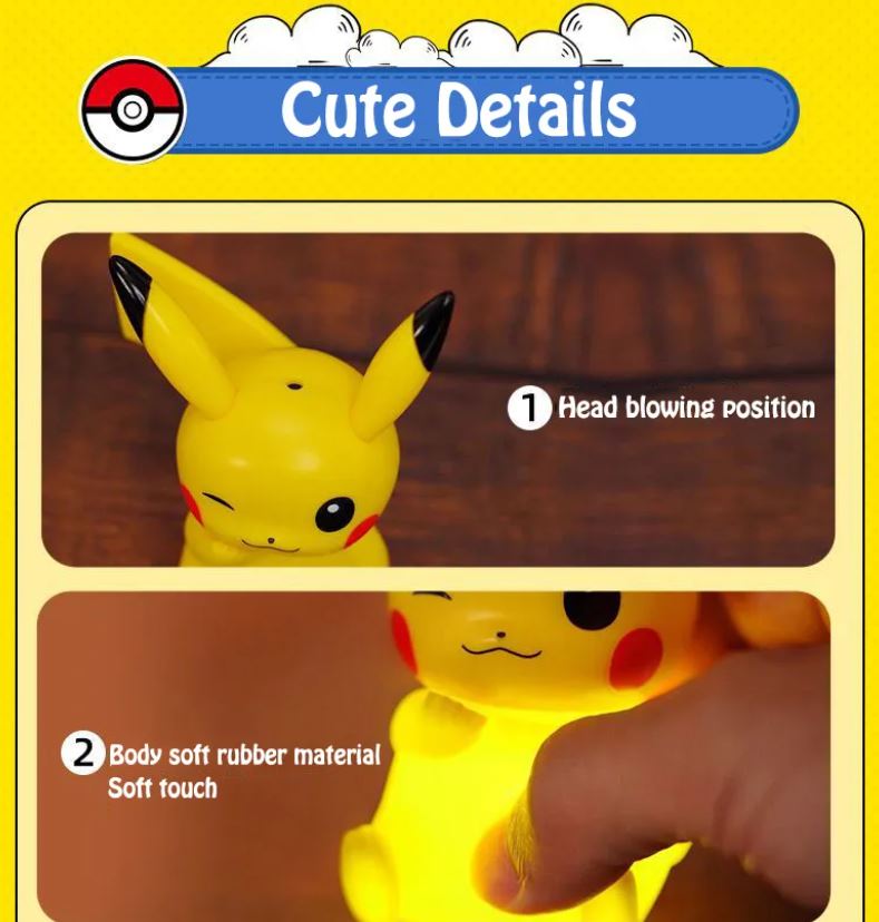 POKEMON PIKACHU NIGHT LIGHT GLOWING LED BLOWING LIGHT FIGURE (8186 ...