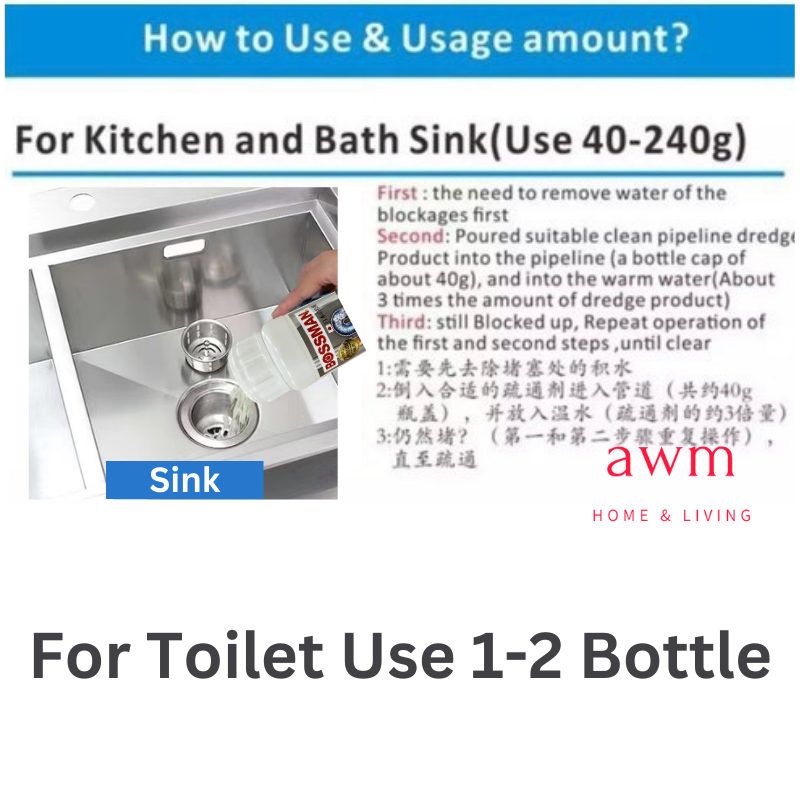 AWM Ubat Sinki Tandas Sumbat Powerful Home Clean Drain Remover Pipeline ...