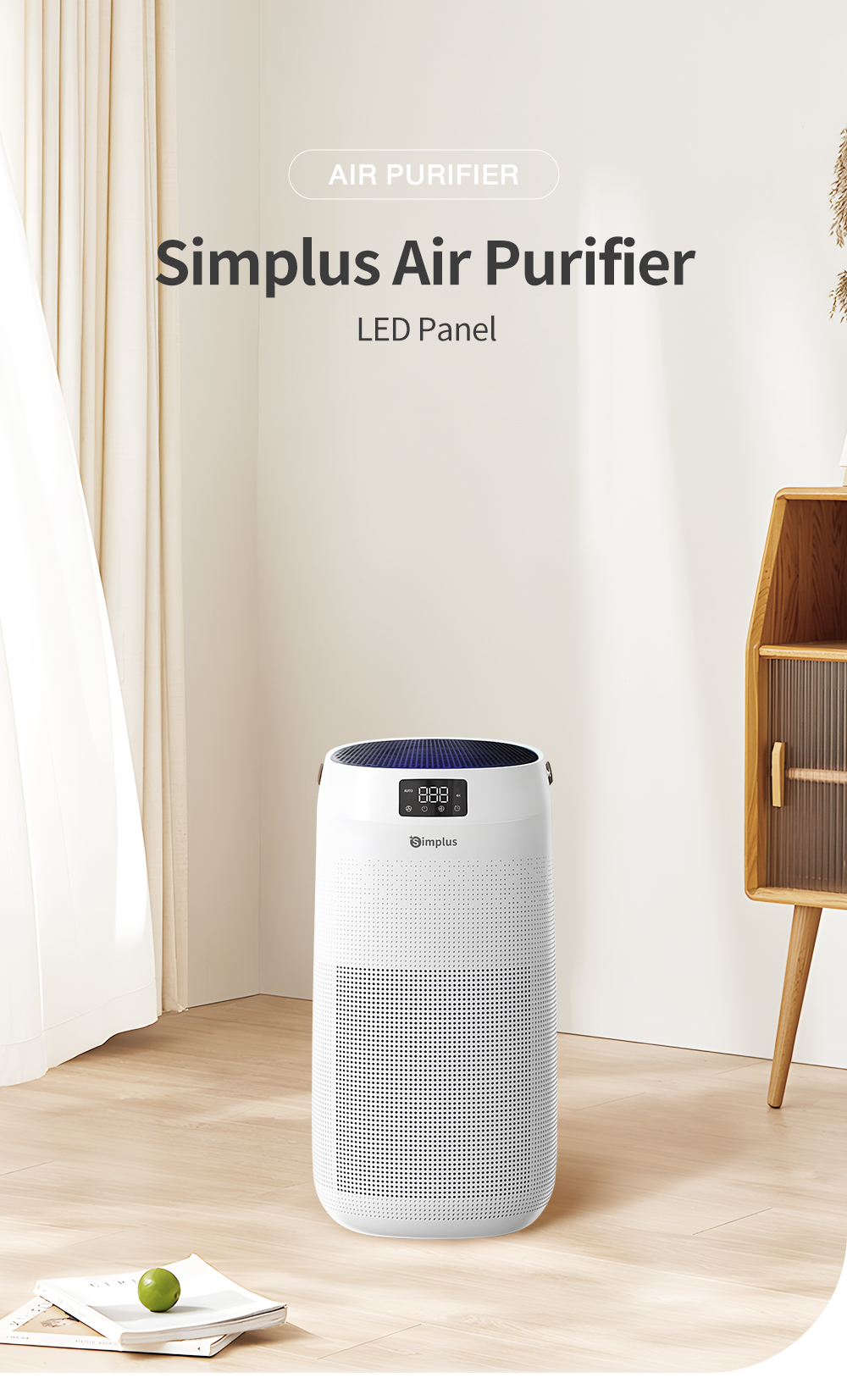 Simplus Air Purifier Household LCD Panel Touch Screen PM CADR 500m³/H Removal Odorless 2-Years ...