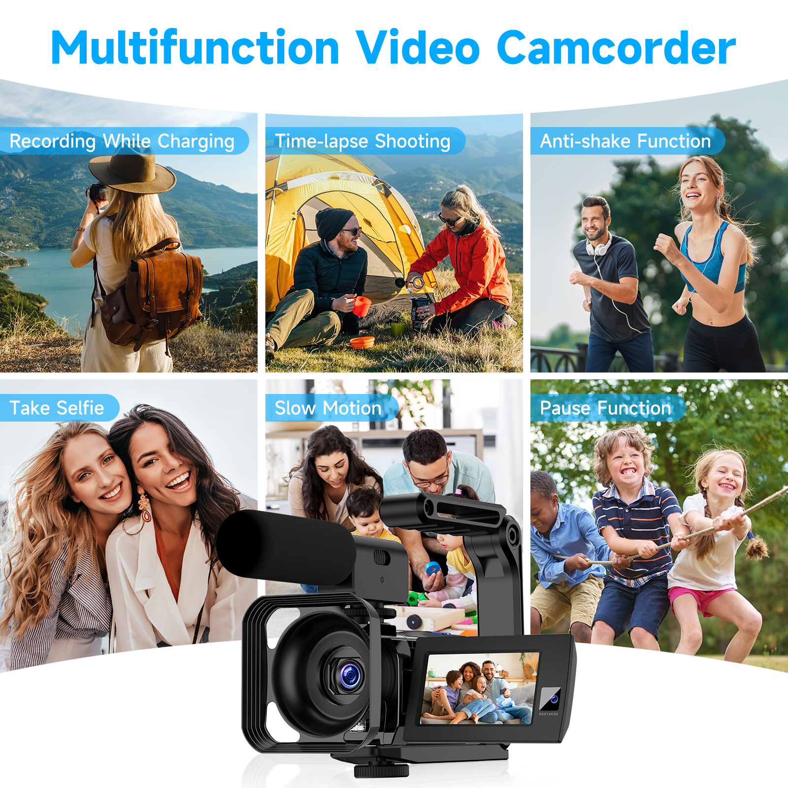 Video Camcorder Campark AC09 with Dual Lens 4K 56MP Video Camera WIFI ...