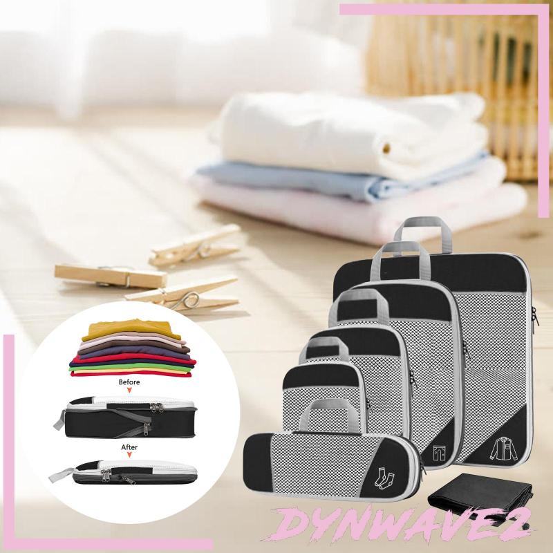 6pcs Travel Packable Bag Zipper Compression Packing Cubes Luggage ...