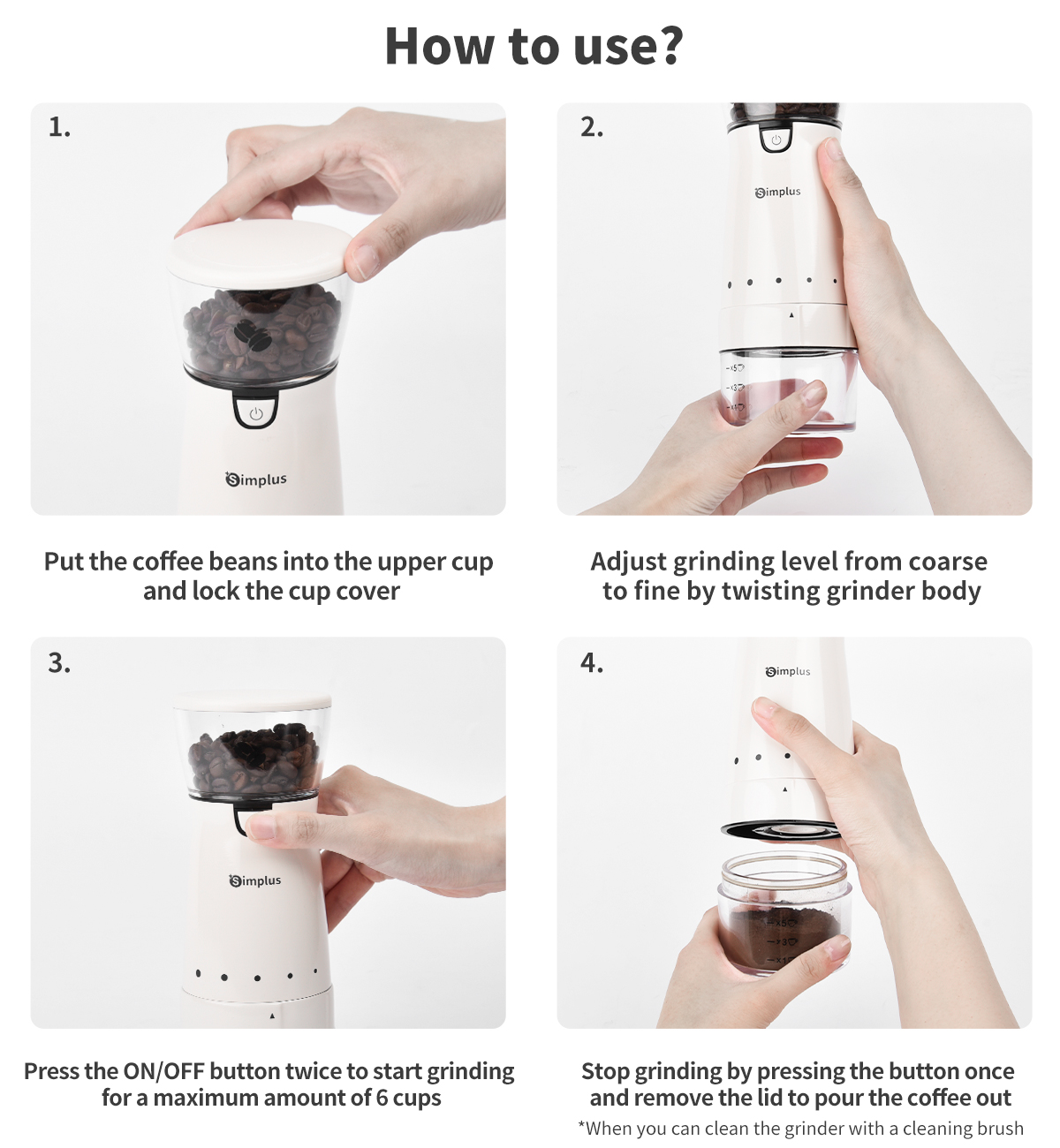 Simplus Electric Coffee Bean Grinder | 5 Tiers of Ceramic Grinding ...