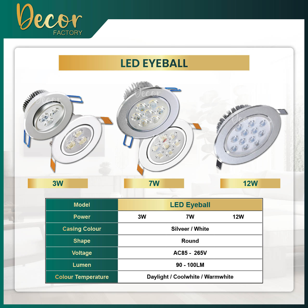 LED EYEBALL 3W 7W 12W Recessed Ceiling Downlight LED Spot Eye ball Bulb ...