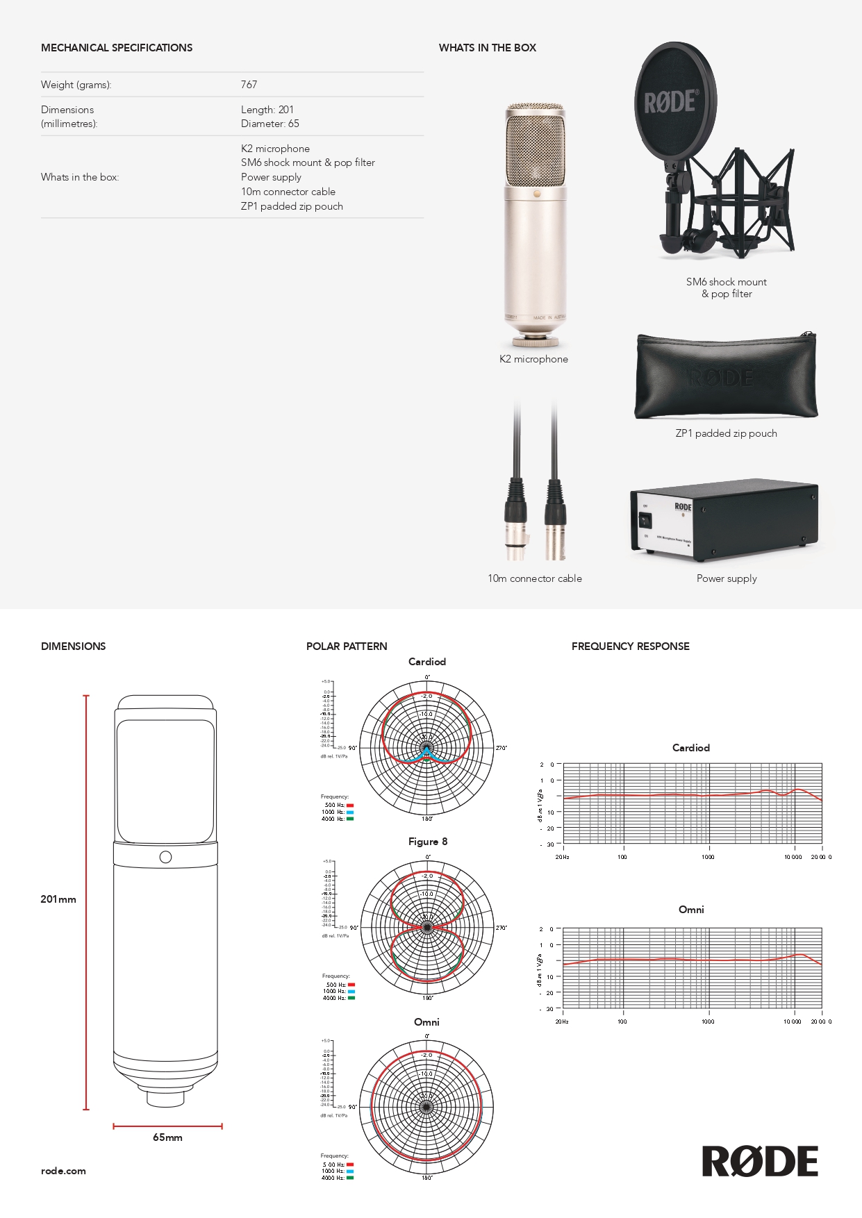 RODE K2 MULTI-PATTERN PREMIUM VALVE CONDENSER MICROPHONE WITH ULTRA LOW ...