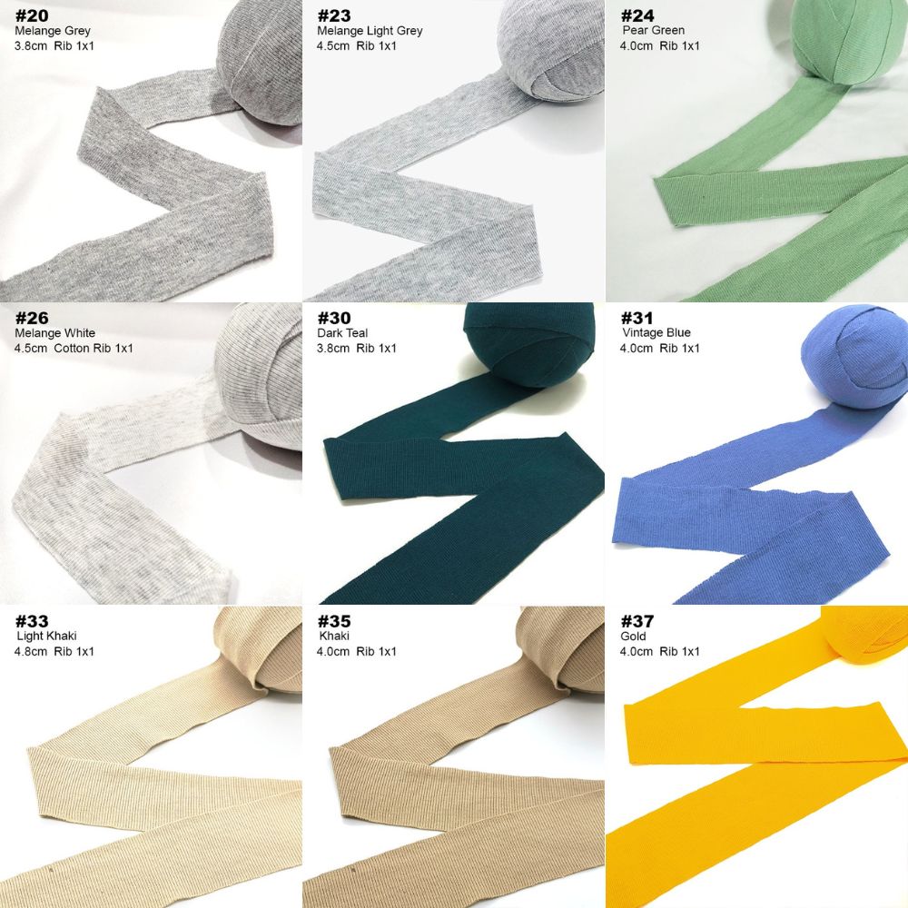 🌸 10m Rib Binding Tape 1x1 Rib Knit Spandex For Neck Line, Sleeve, Cuff ...