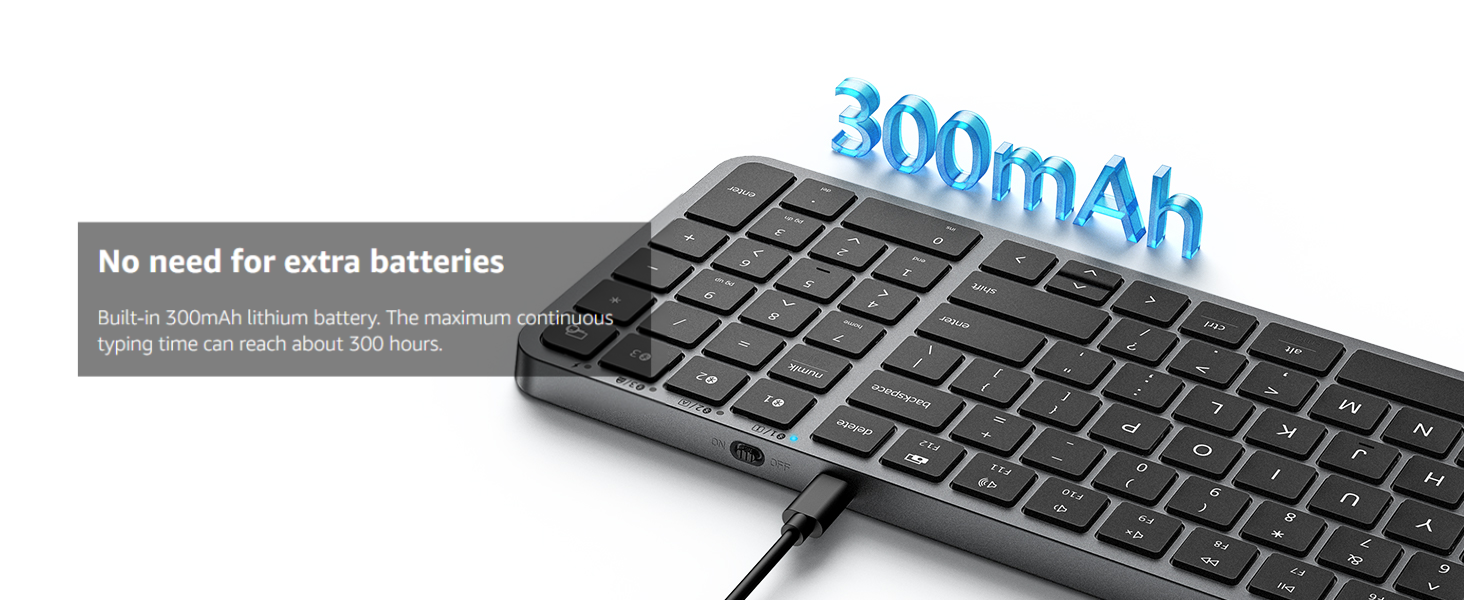 iClever BK20 Bluetooth Keyboard, Wireless Keyboard with Numeric Keypad, Multi-Device ...