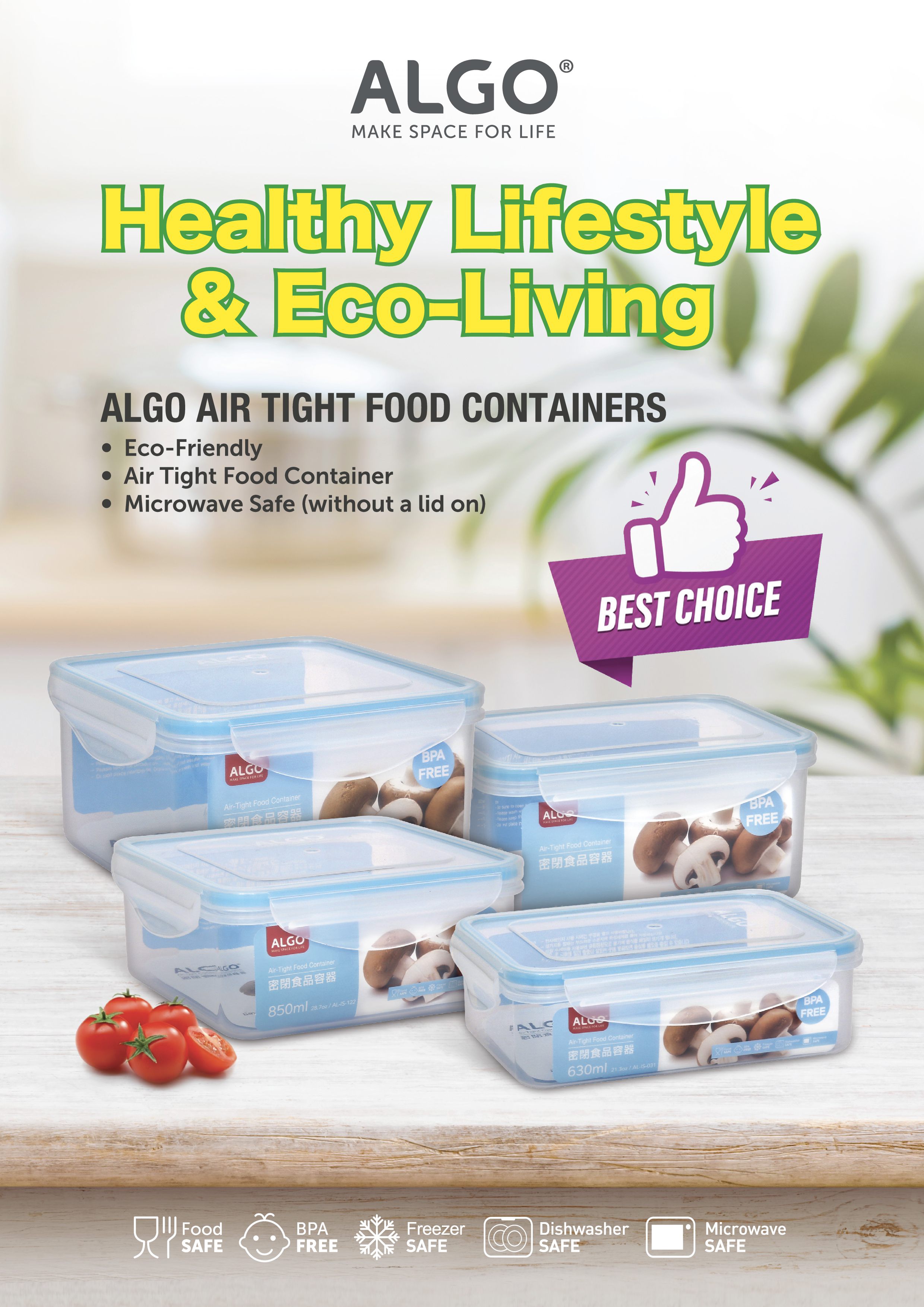 ALGO PP Airtight Food Container - Rectangle | Shopee Malaysia