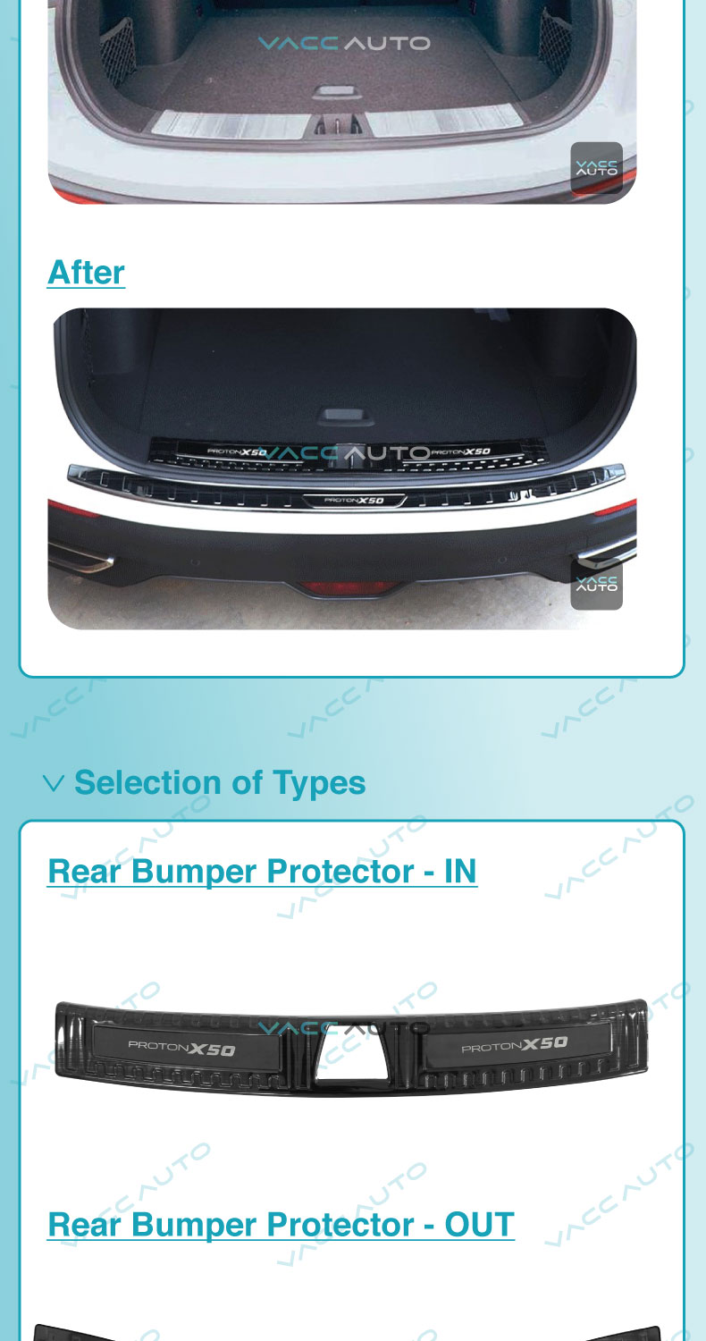 Proton X50 Rear Bumper Protector Out In Bonnet Protector Guard Black ...