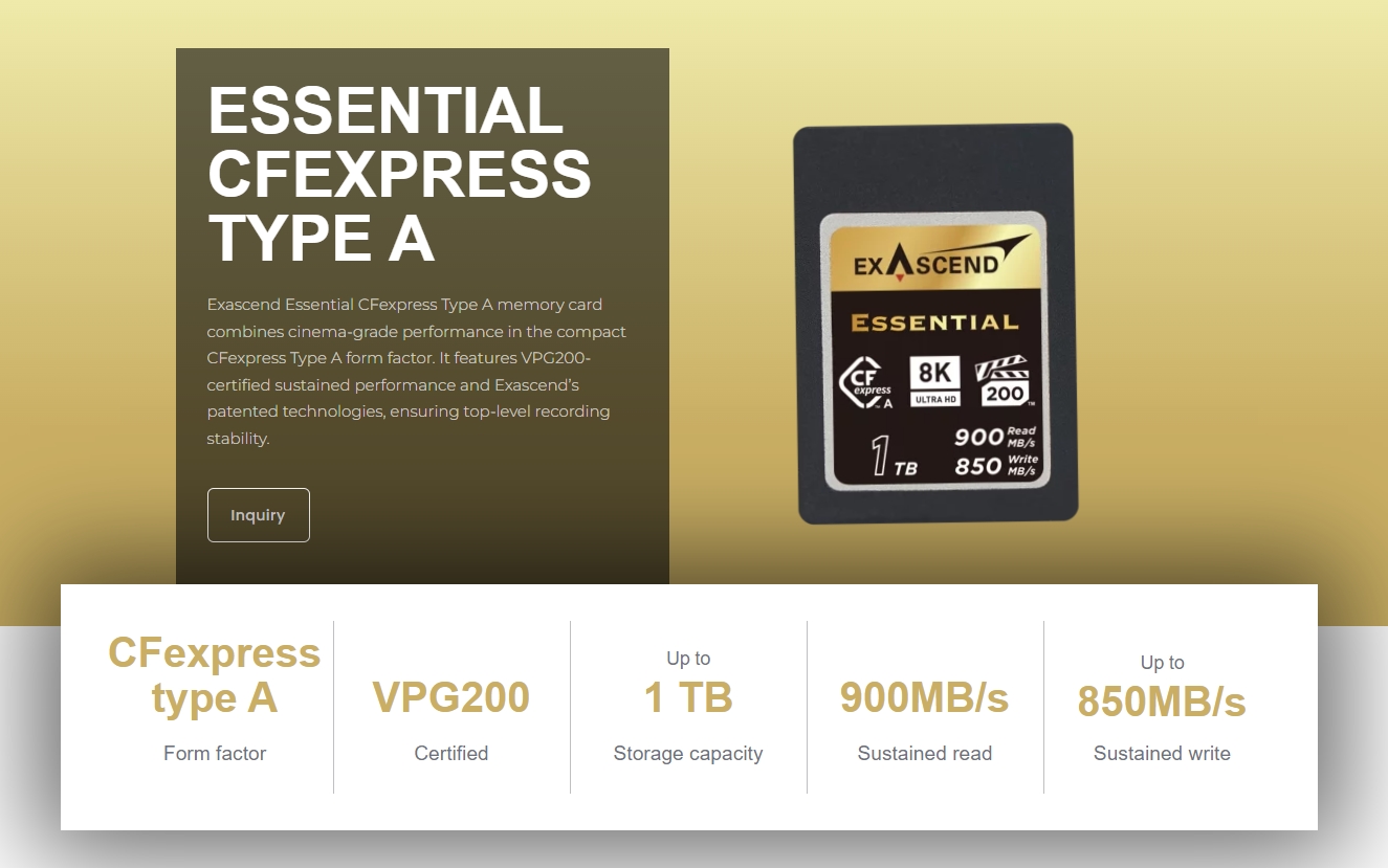 Exascend Essential 120GB / 180GB / 240GB CFexpress Type A Card Memory ...