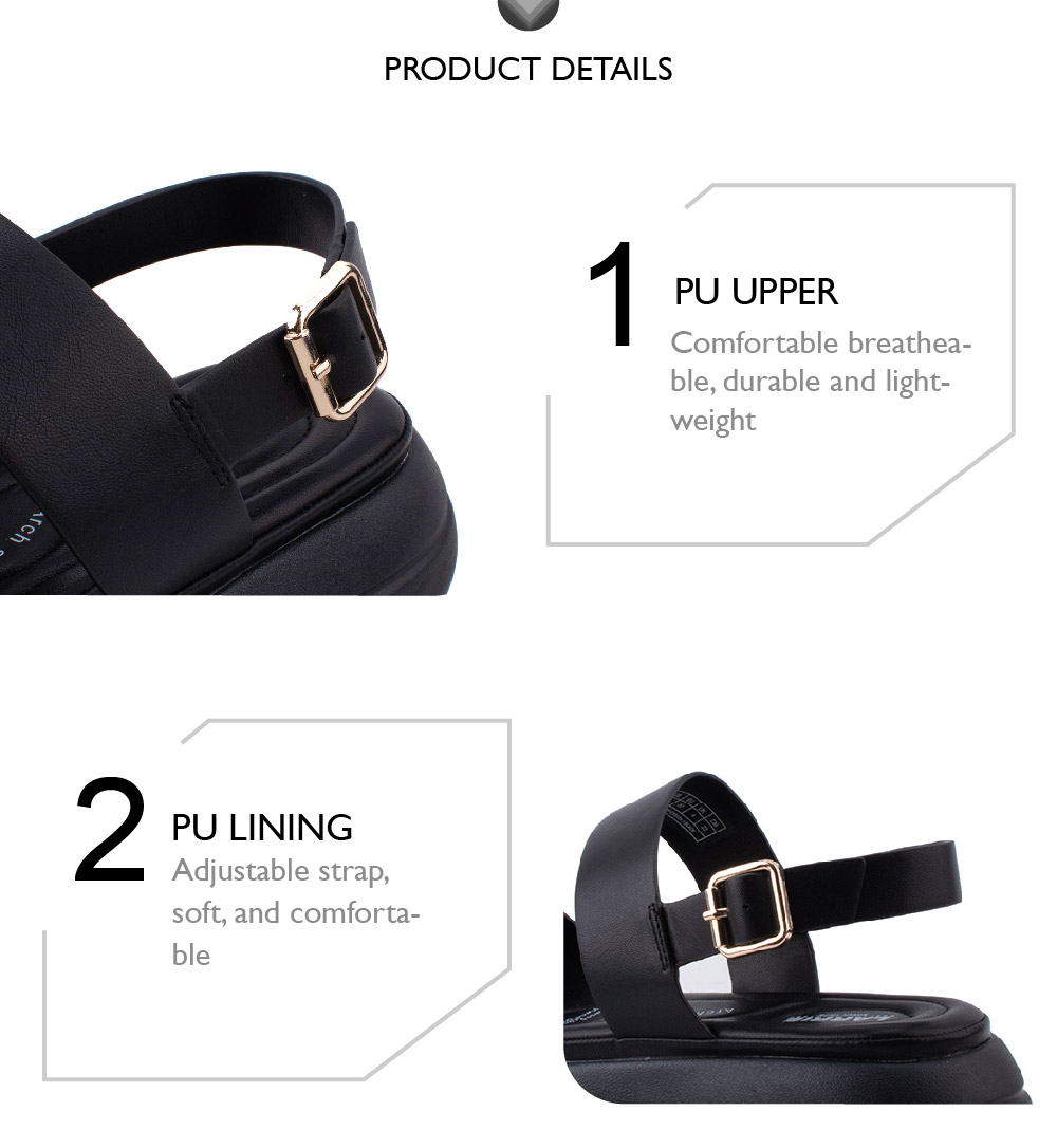 LARRIE Sandal Perempuan Hitam Buckle Strap Sandals - L82307-CV01SV-1 ...