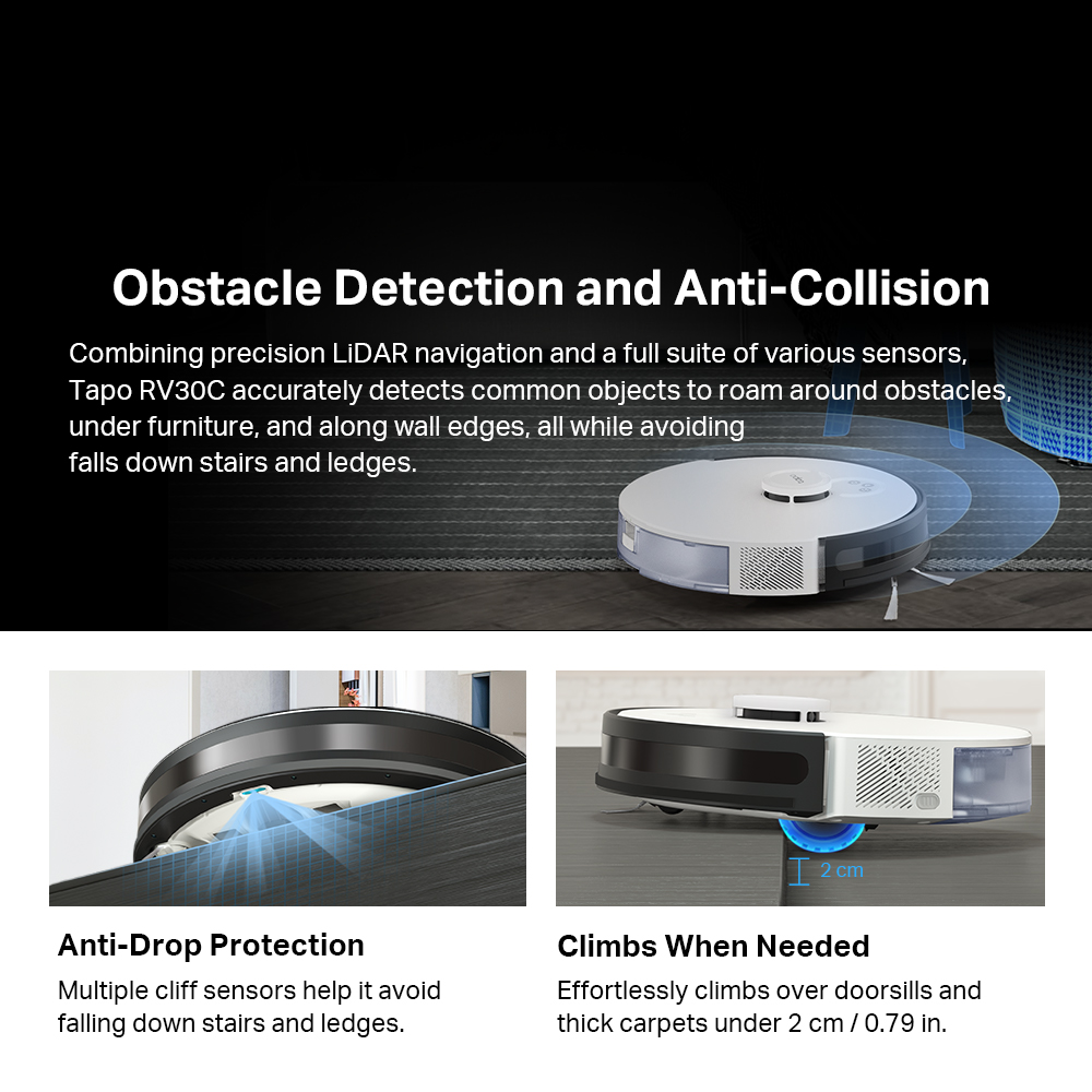 TP-Link Tapo RV30C Mop Plus & RV30C Mop Robot Vacuum & Mop Combo LiDAR ...