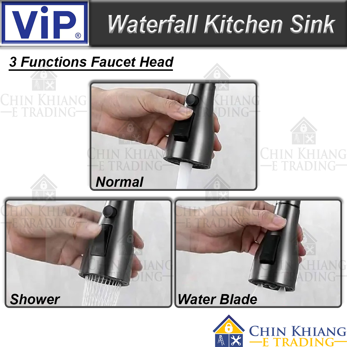 ViP Waterfall Kitchen Sink SUS 304 Stainless Steel Single Bowl Sink ...
